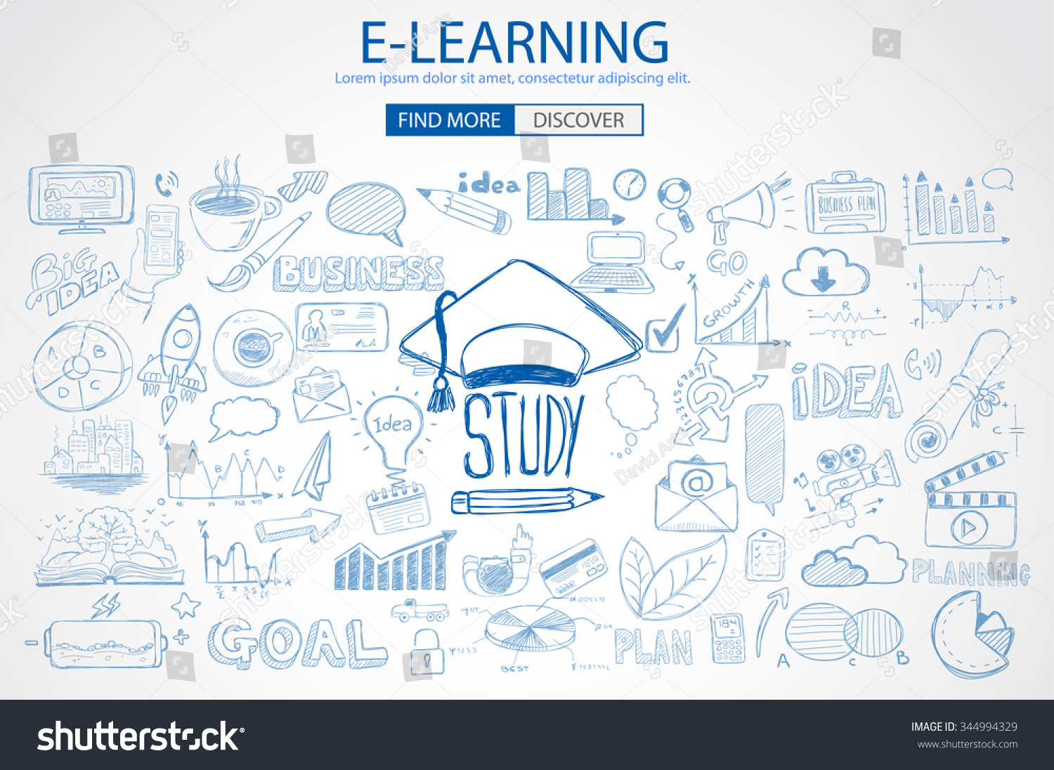 Educational Learning Concept Doodle Design Style Stock Vector (Royalty ...