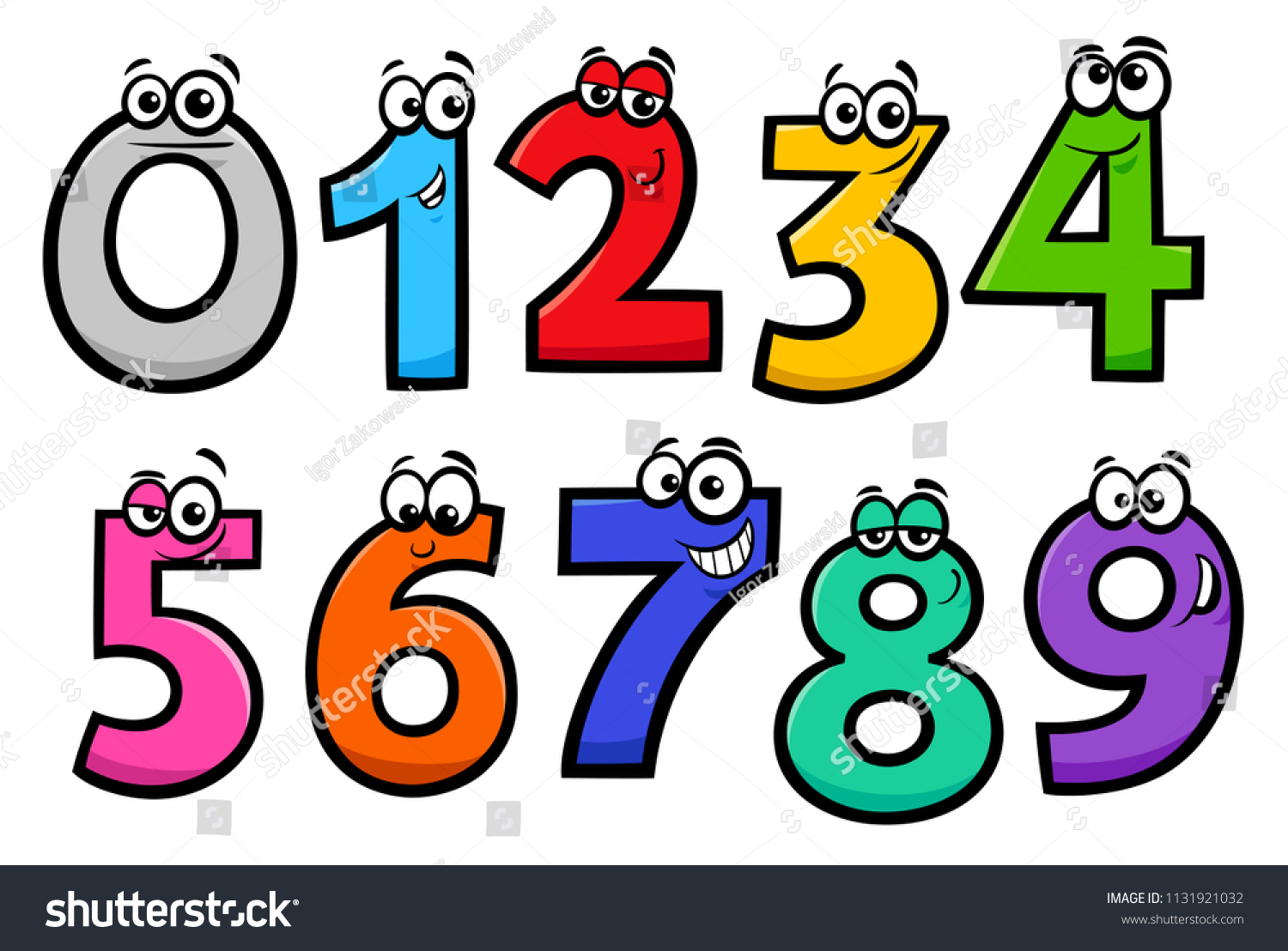 Educational Cartoon Illustrations Basic Numbers Characters Stock Vector ...