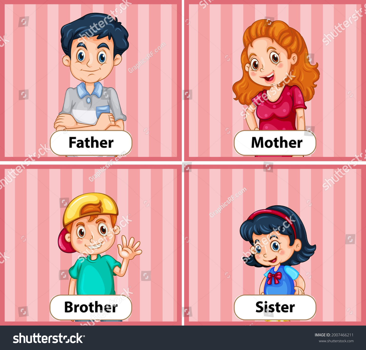 Educational English Word Card Family Members Stock Vector (Royalty Free ... Educational English Word Card Family Members Stock Vector (Royalty Free ...