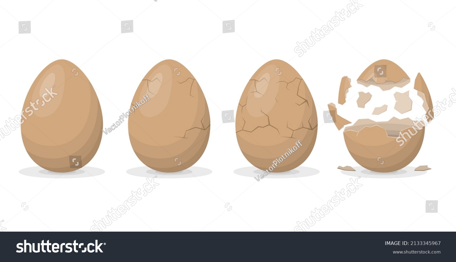 Egg Breaking Sequence Isolated On White Stock Vector (Royalty Free ...