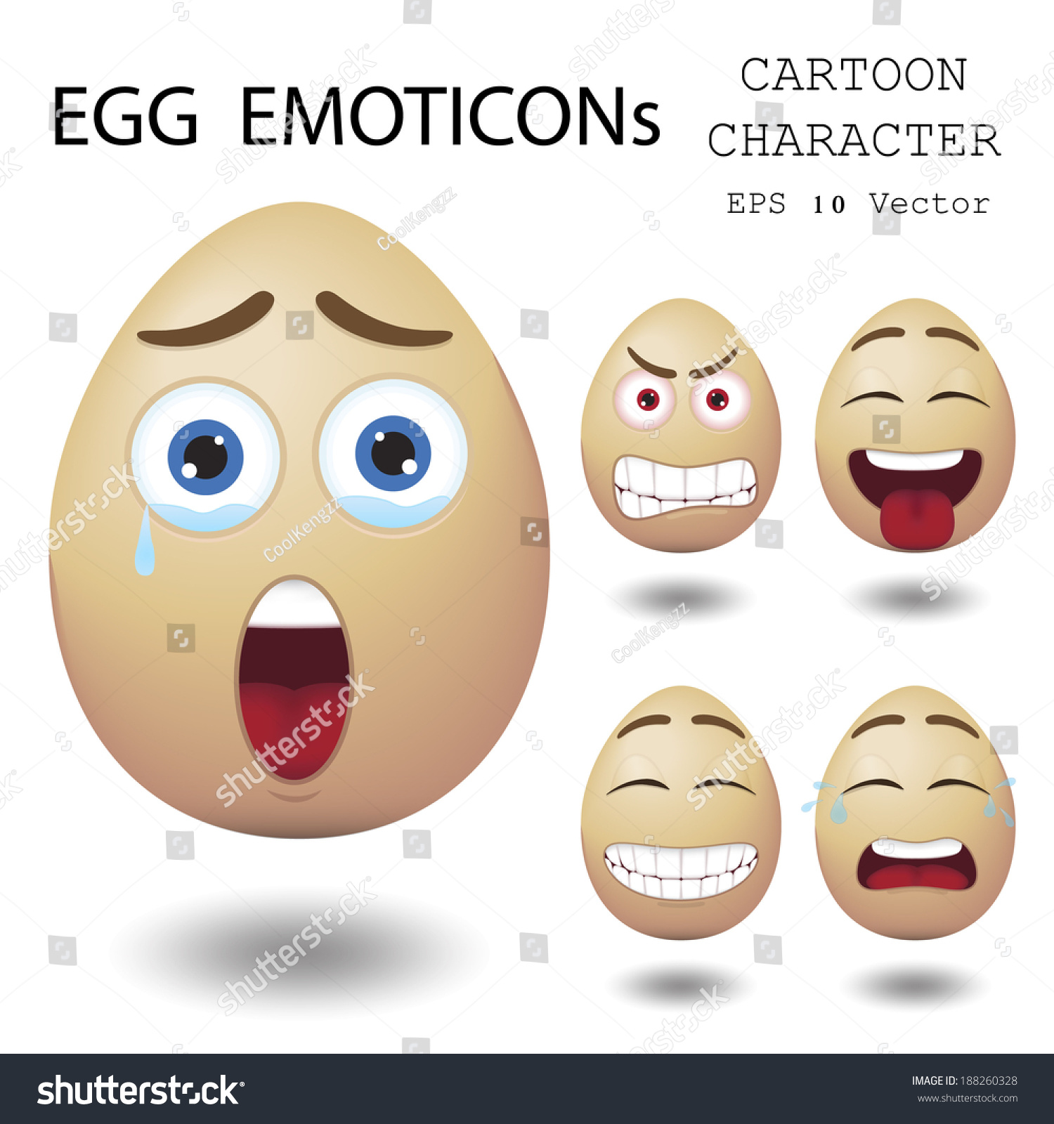 Egg Emoticon Cartoon Character Eps 10 Stock-vektorgrafik 188260328 ...