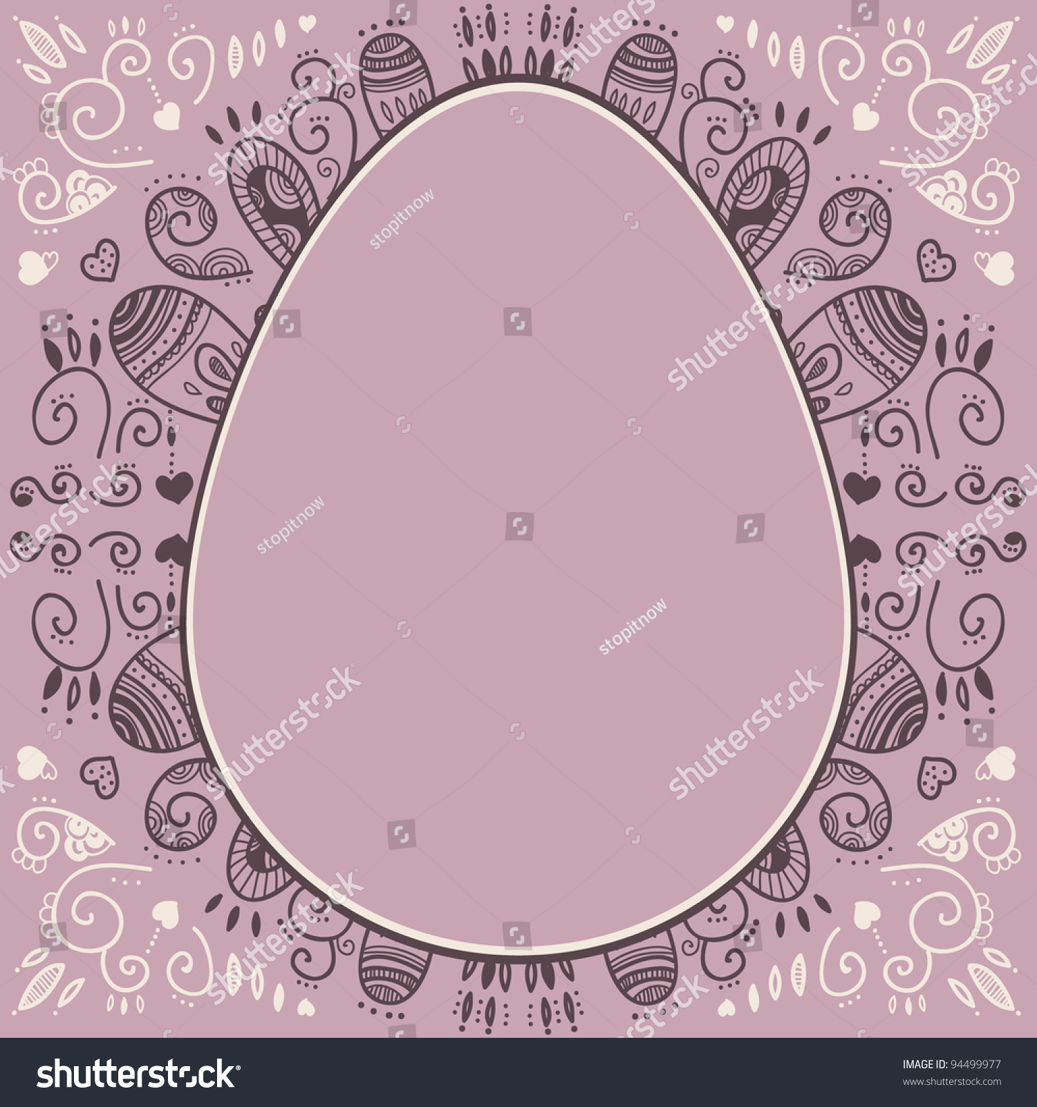 Egg Shaped Frame On Indian Pattern Stock Vector (Royalty Free) 94499977