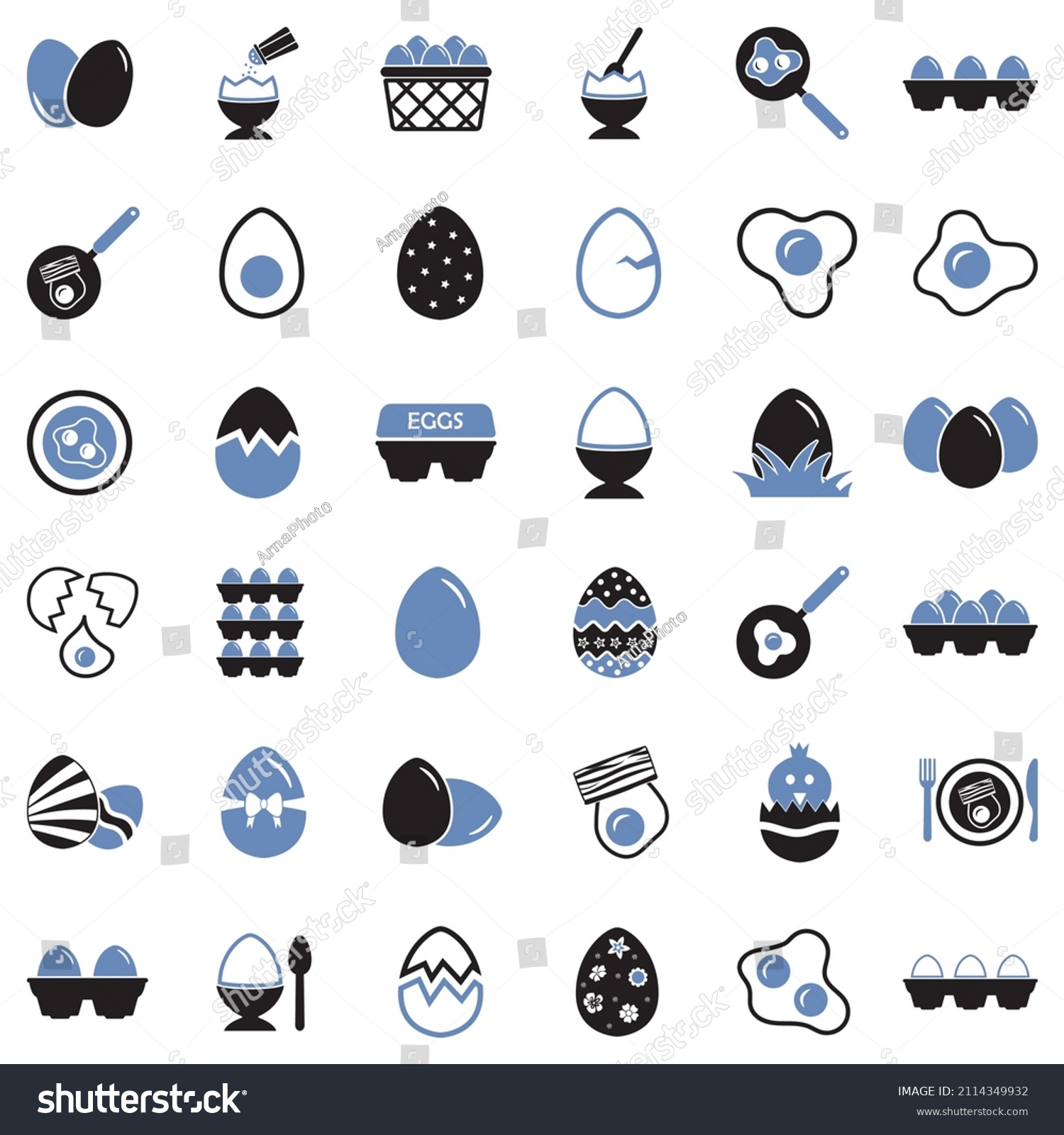 Eggs Icons Two Tone Flat Design Stock Vector (Royalty Free) 2114349932 ...