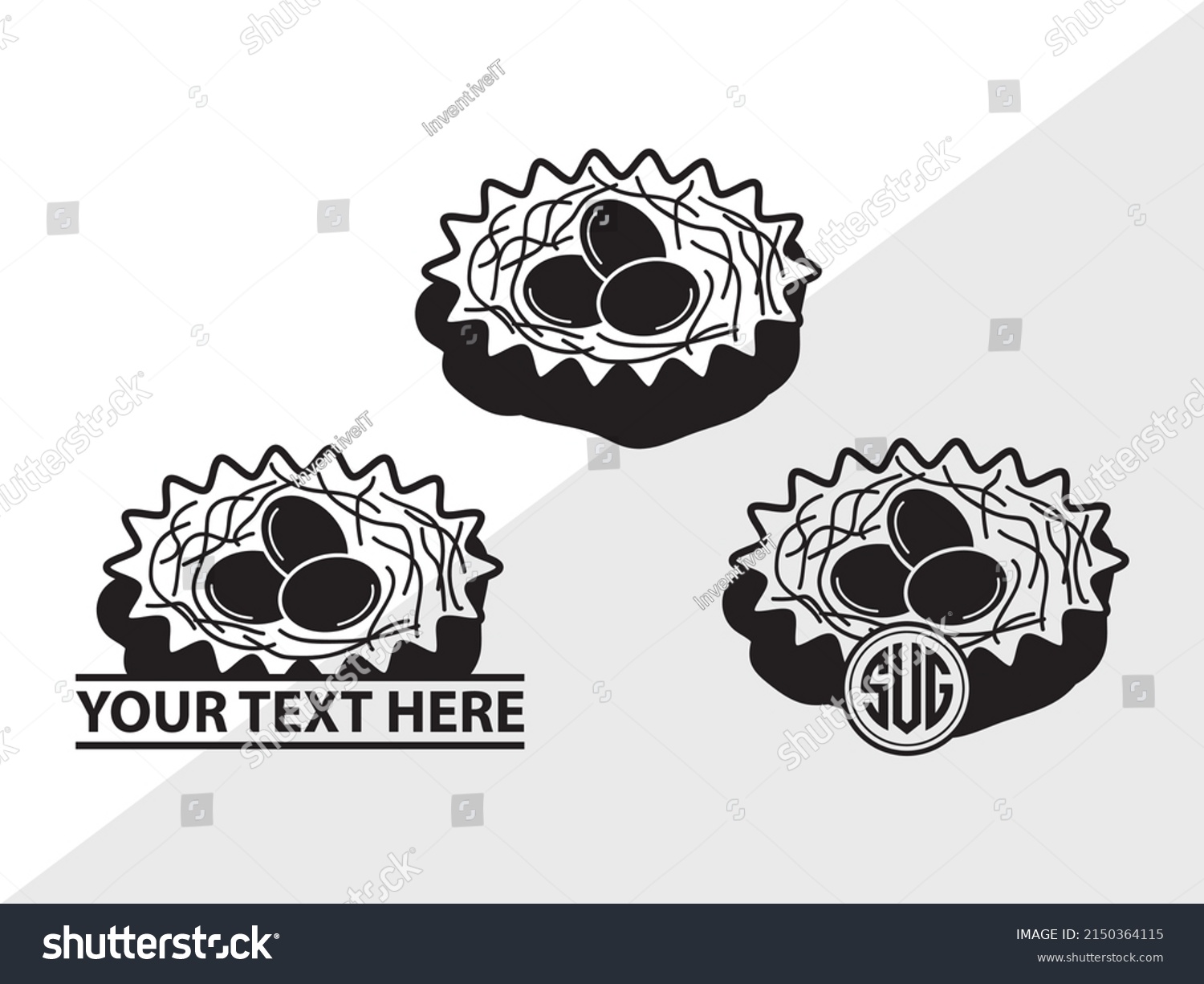 Eggs Nest Monogram Printable Vector Illustration Stock Vector (Royalty ...