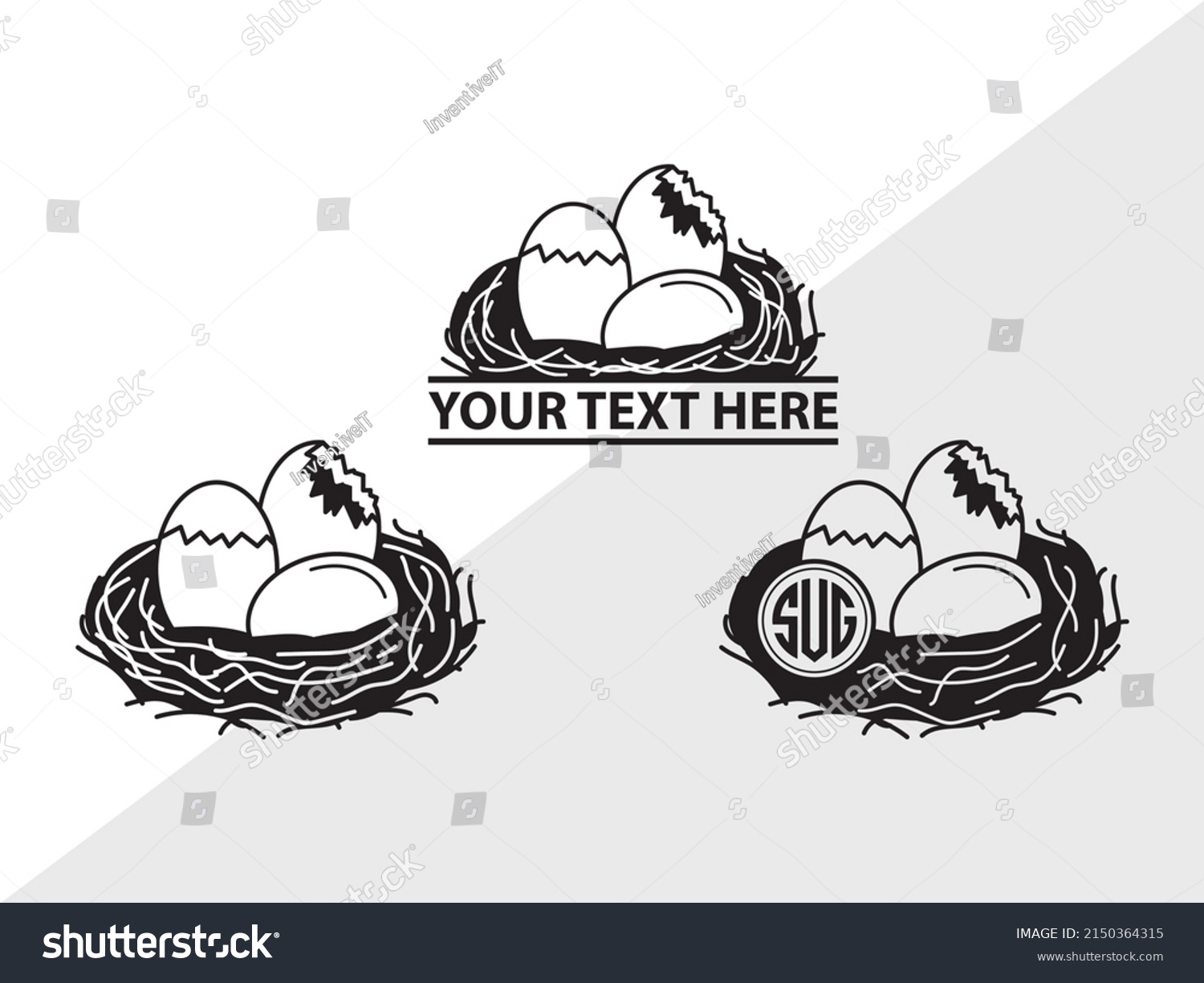 Eggs Nest Monogram Printable Vector Illustration Stock Vector (Royalty ...