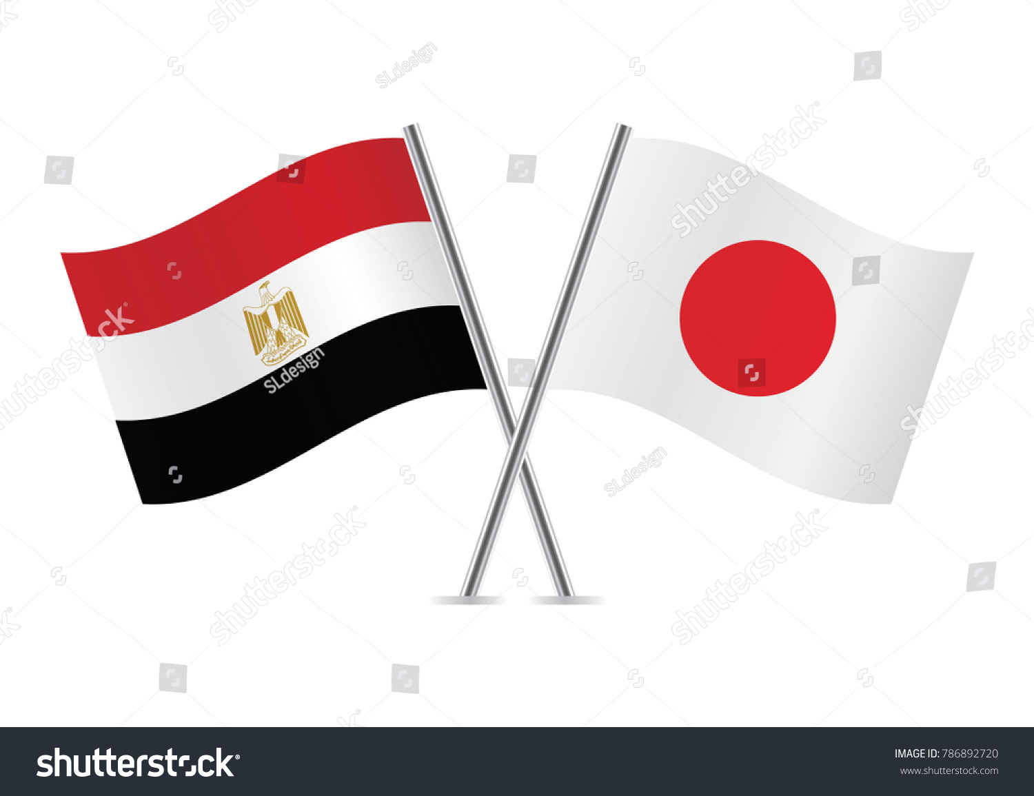 Egypt Japan Flags Vector Illustration Stock Vector (Royalty Free) 786892720