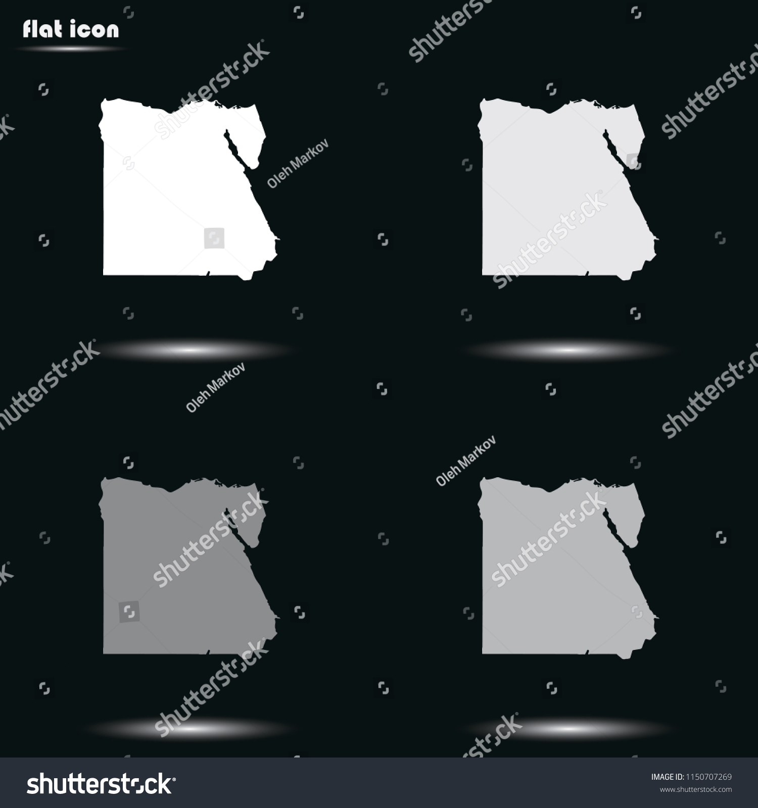 Egypt Detailed Map Flat Grayscale Vector Stock Vector (Royalty Free ...