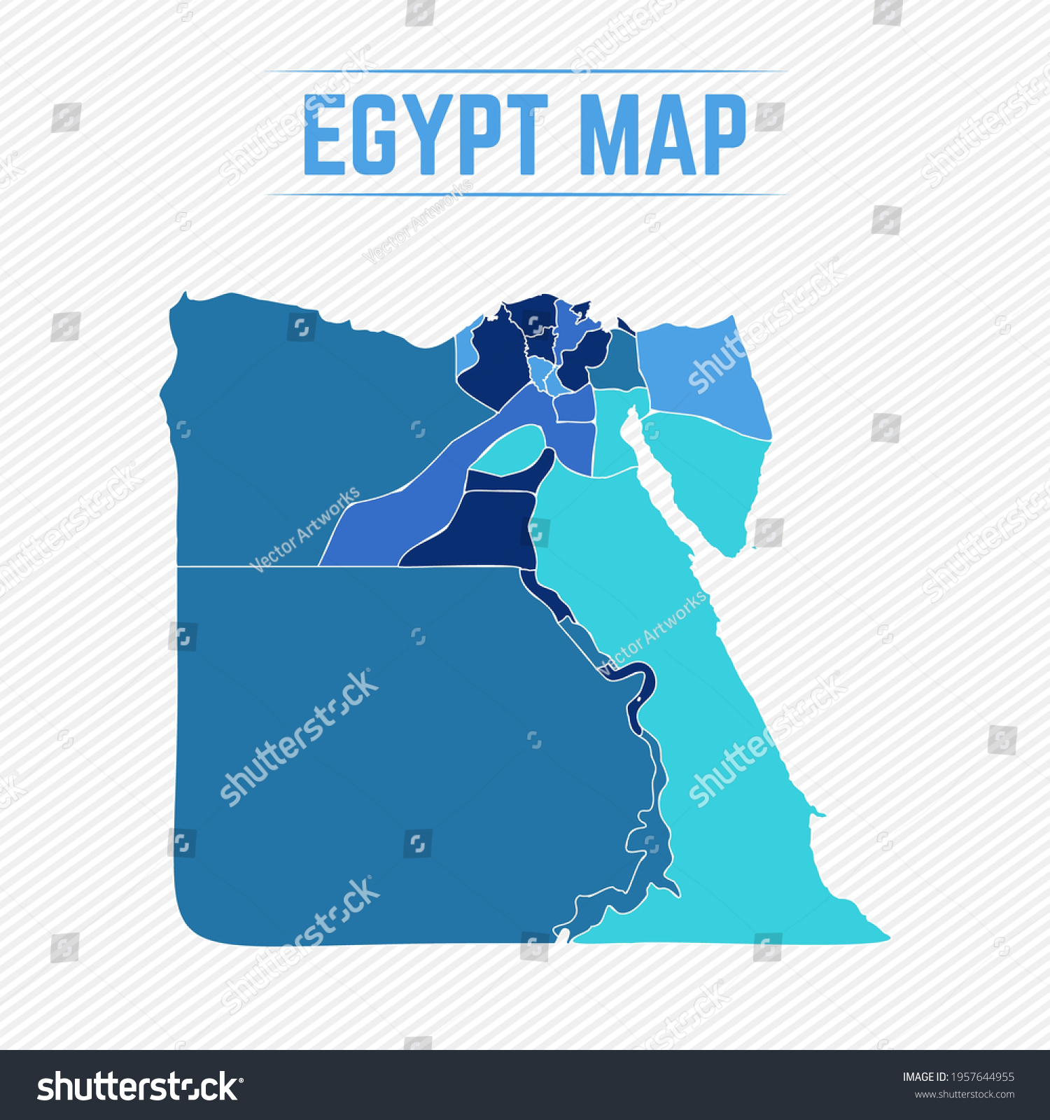 Egypt Detailed Map Cities Stock Vector (Royalty Free) 1957644955 ...