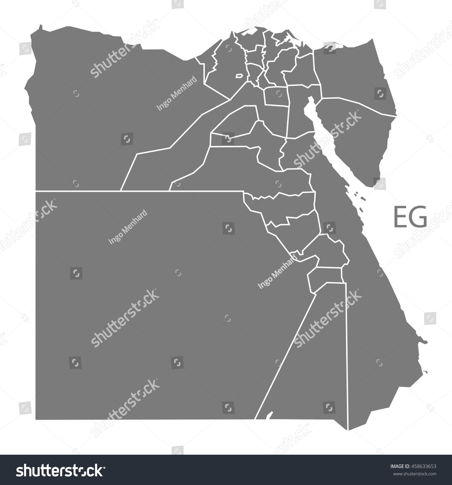 Egypt Governorates Map Grey Stock Vector (Royalty Free) 458633653 ...