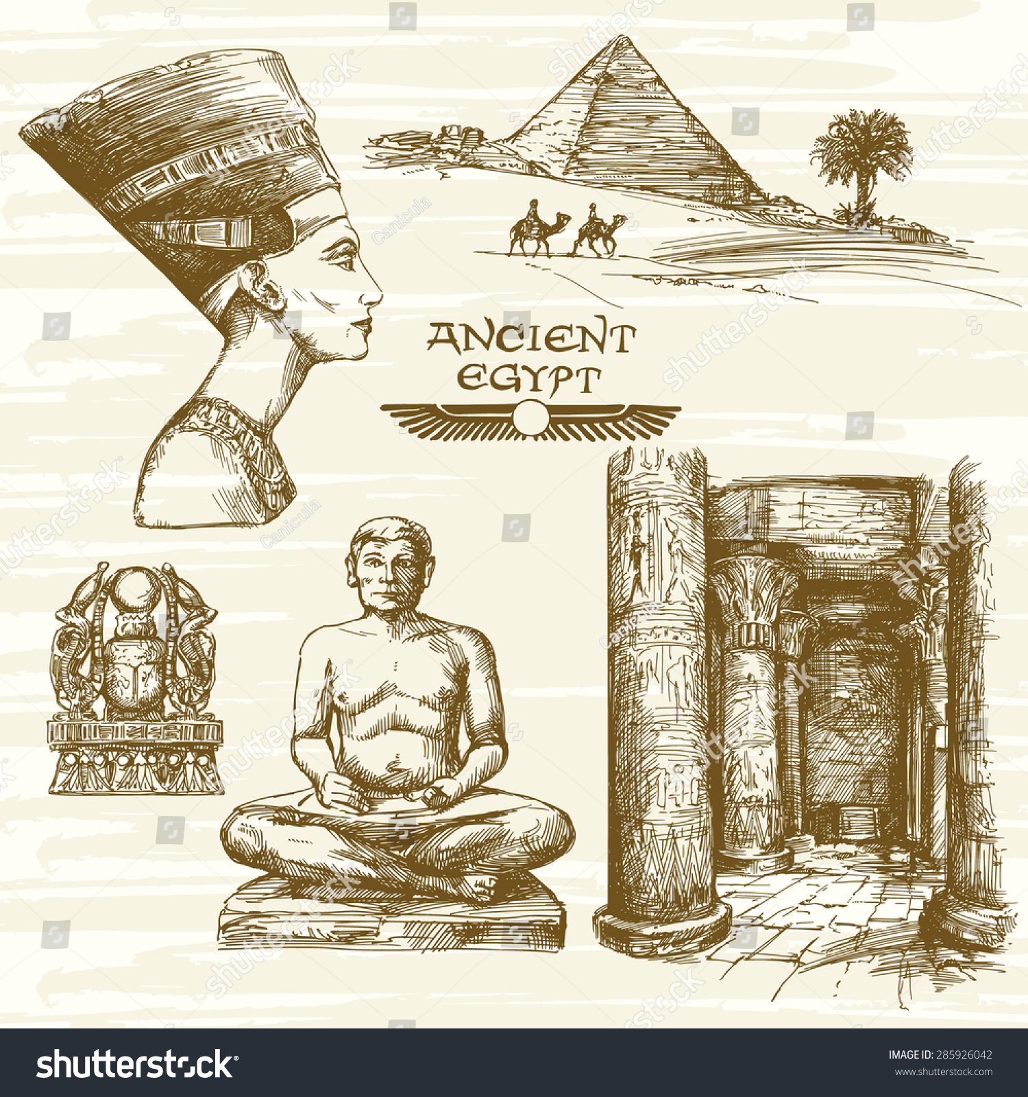 Egypt Hand Drawn Set Stock Vector (Royalty Free) 285926042 - Shutterstock