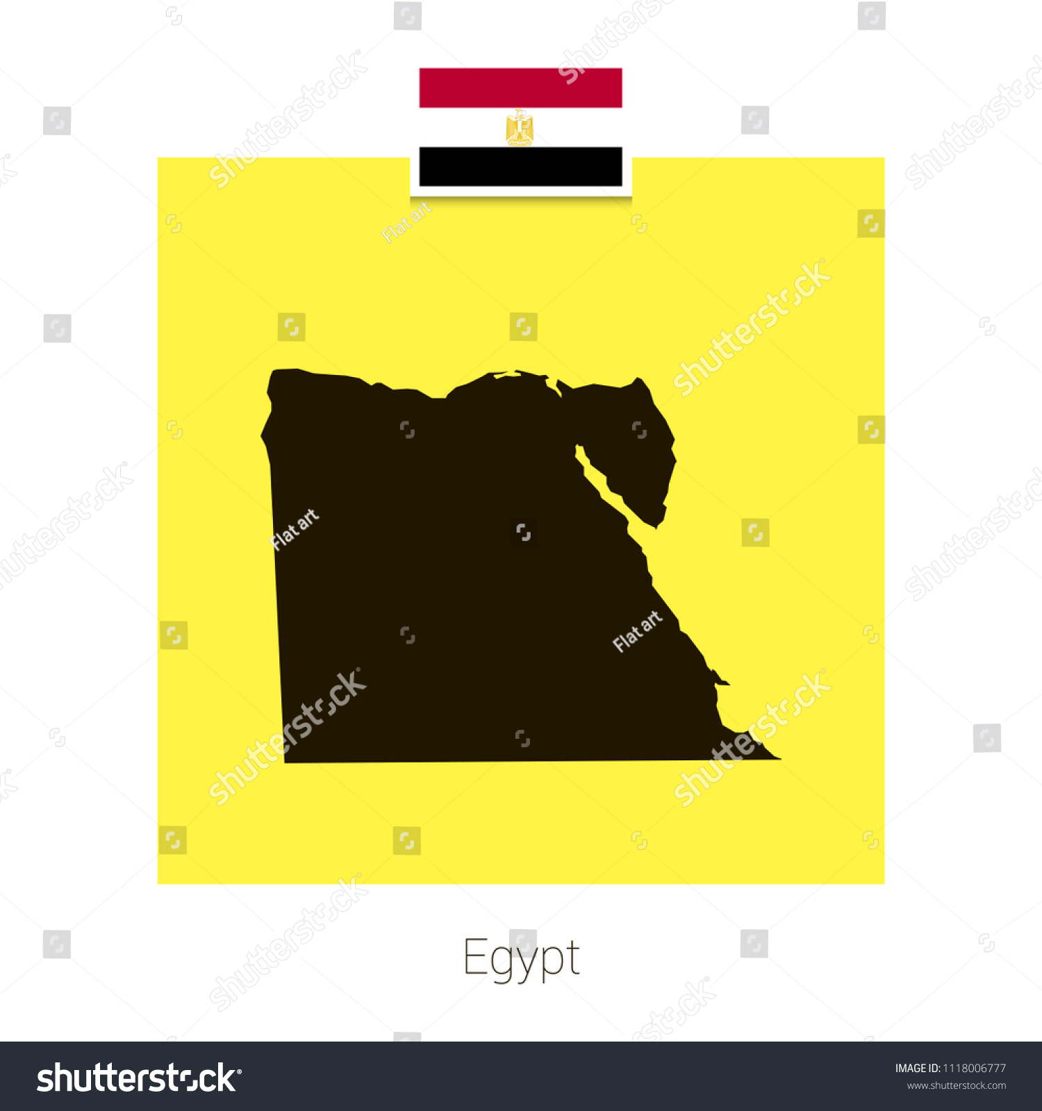 Egypt Map Design Flag Yellow Background Stock Vector (Royalty Free ...