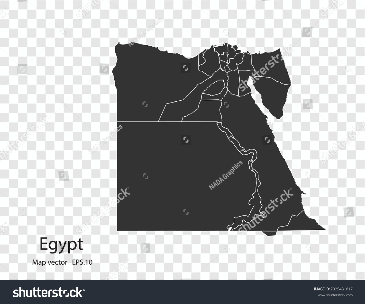 Egypt Map Vector Isolated On Transparent Stock Vector (Royalty Free ...