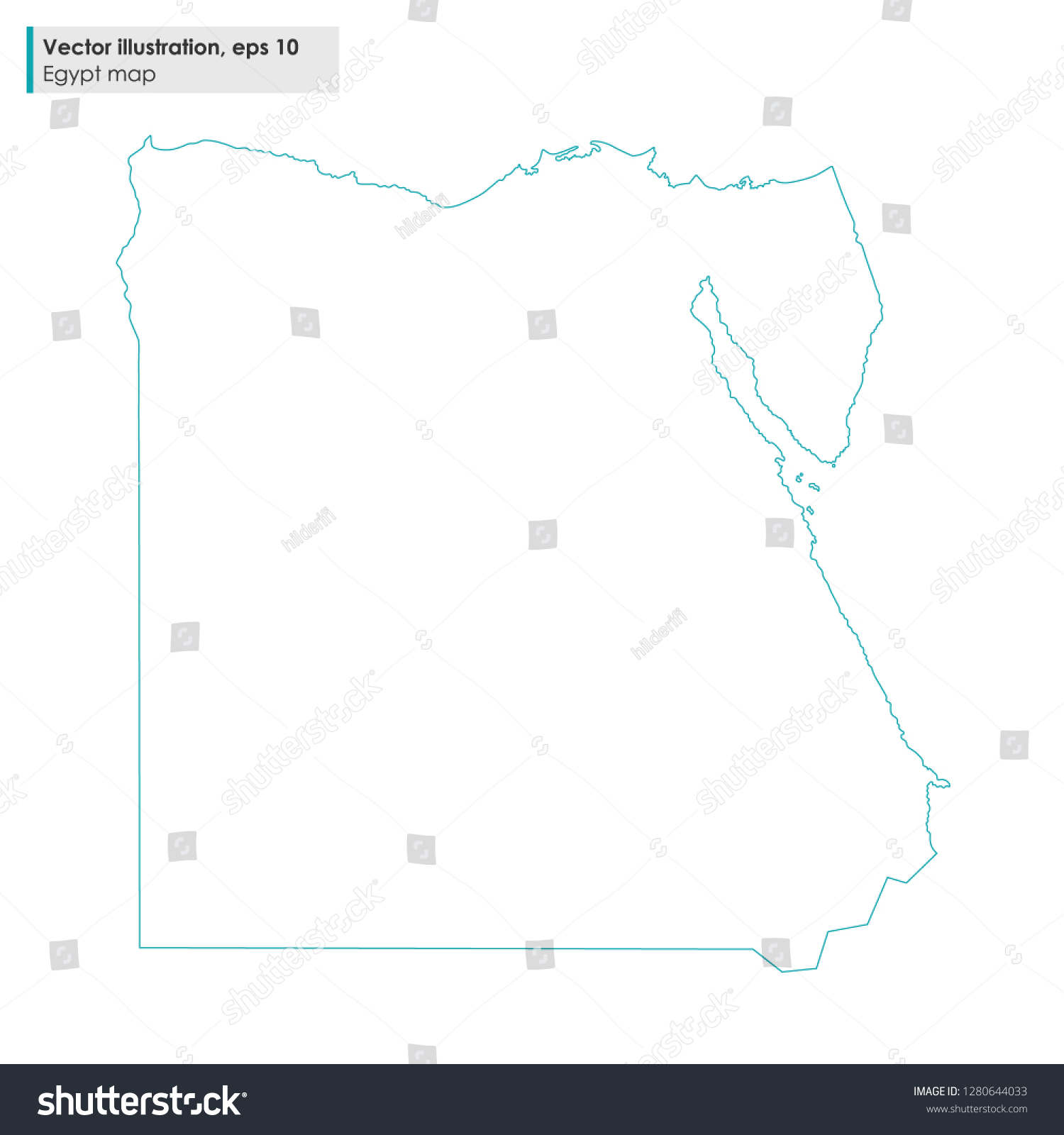Egypt Map Vector Line Illustration On Stock Vector (Royalty Free ...