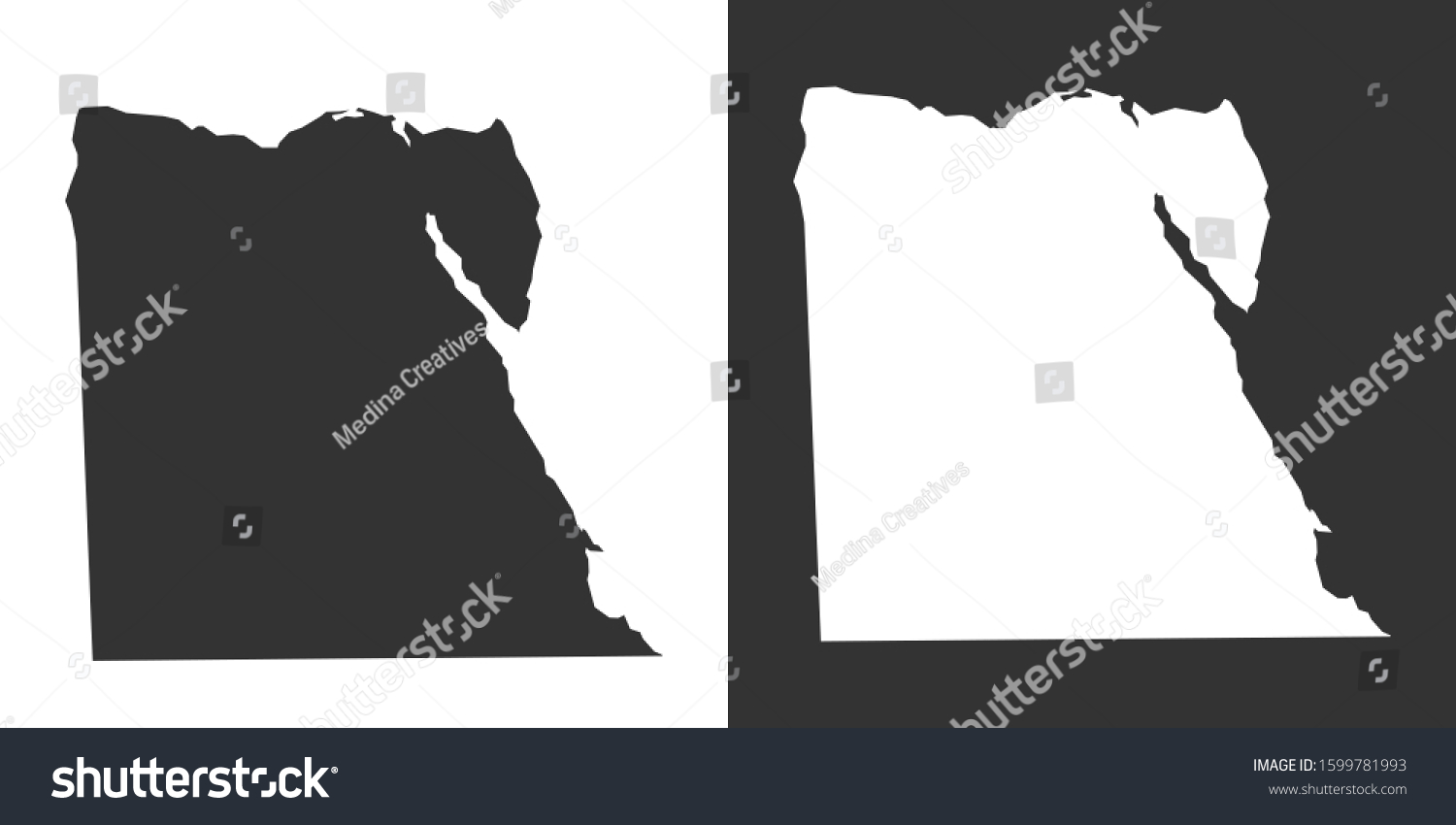 Egypt Map Black White Vector 스톡 벡터(로열티 프리) 1599781993 | Shutterstock