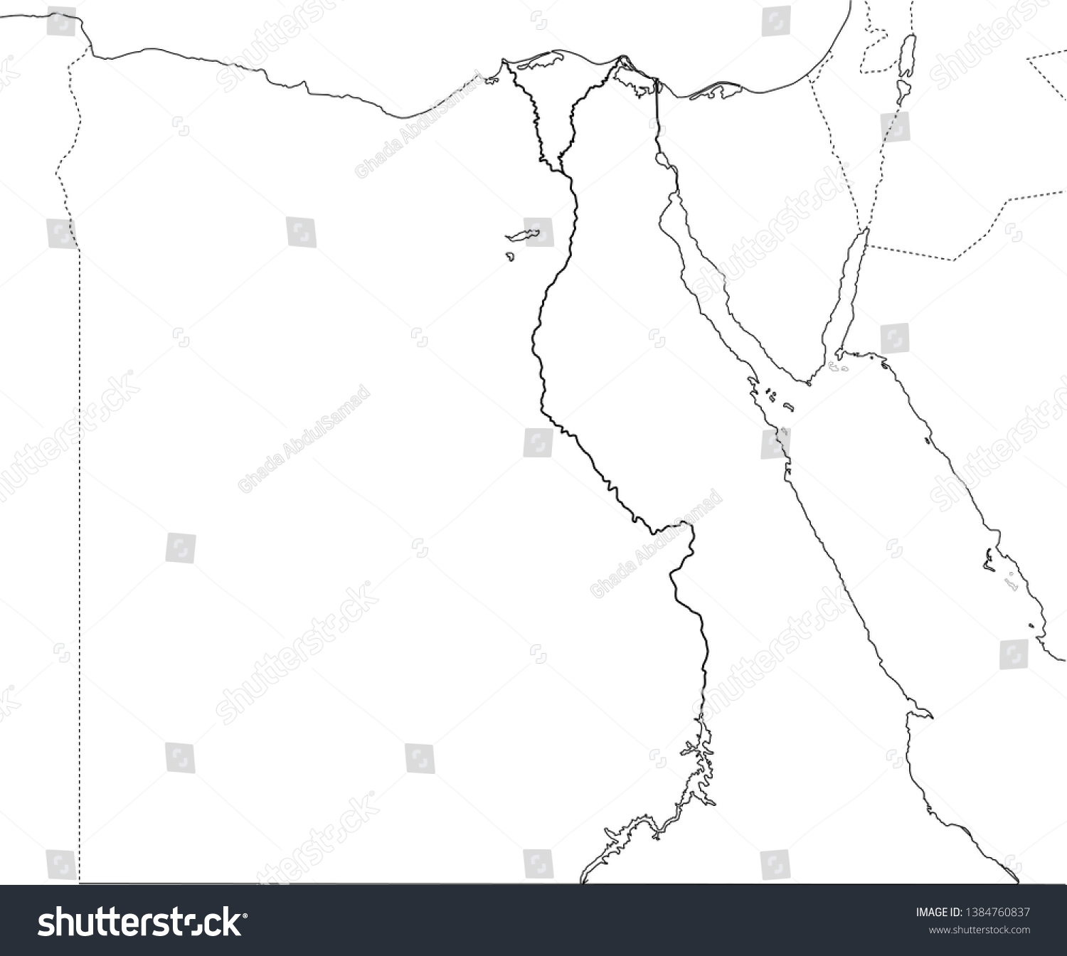 Egypt Map Without Labels Black White Stock Vector (Royalty Free) 1384760837