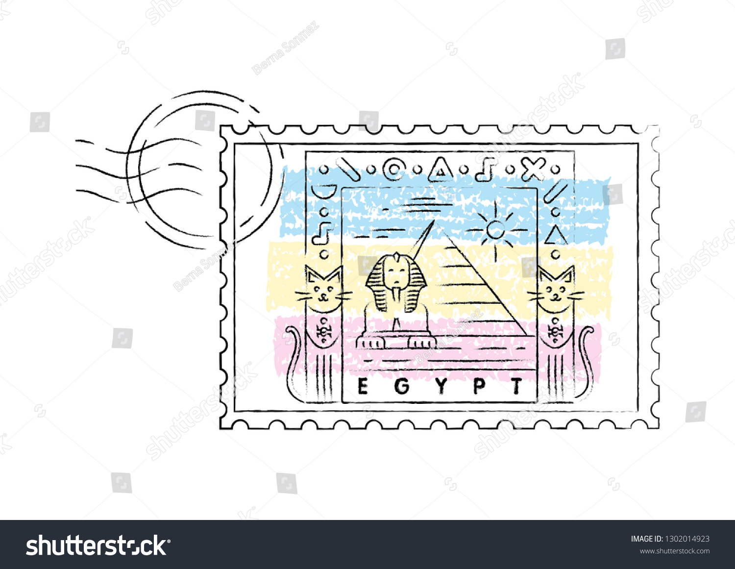 Egypt Minimal Linear Vector Illustration Typography: vector de stock ...