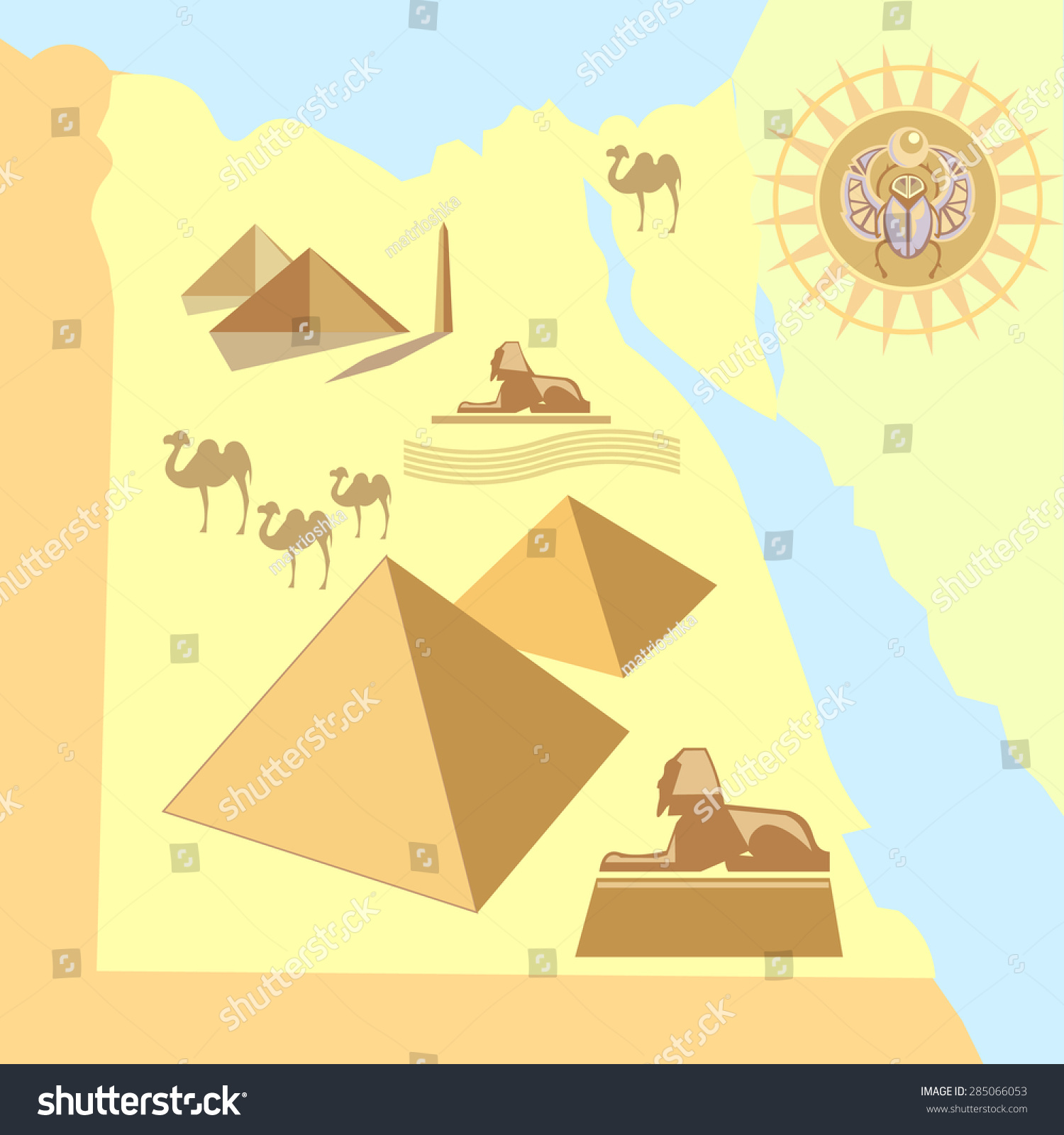Egypt On Map Vector Art Concept Stock Vector (Royalty Free) 285066053 ...