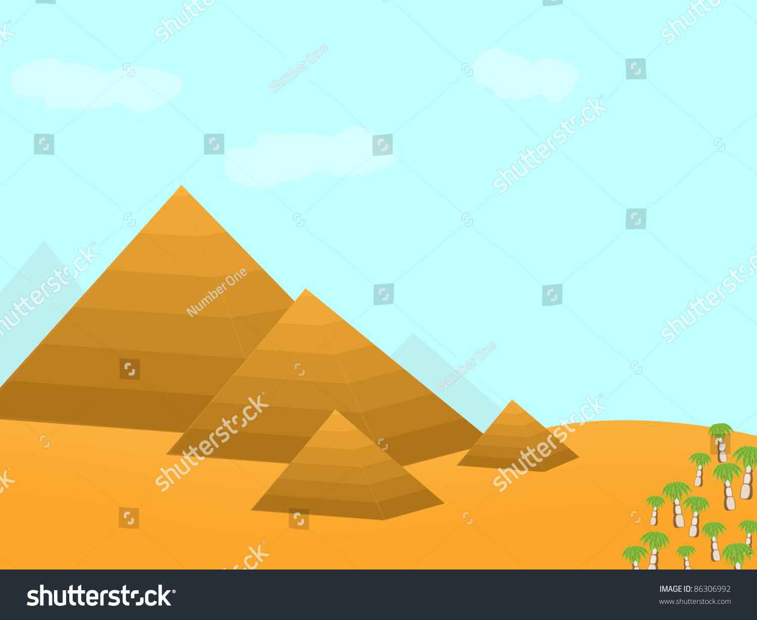 Egypt Pyramids Cartoon Vector Illustration: เวกเตอร์สต็อก (ปลอดค่า ...