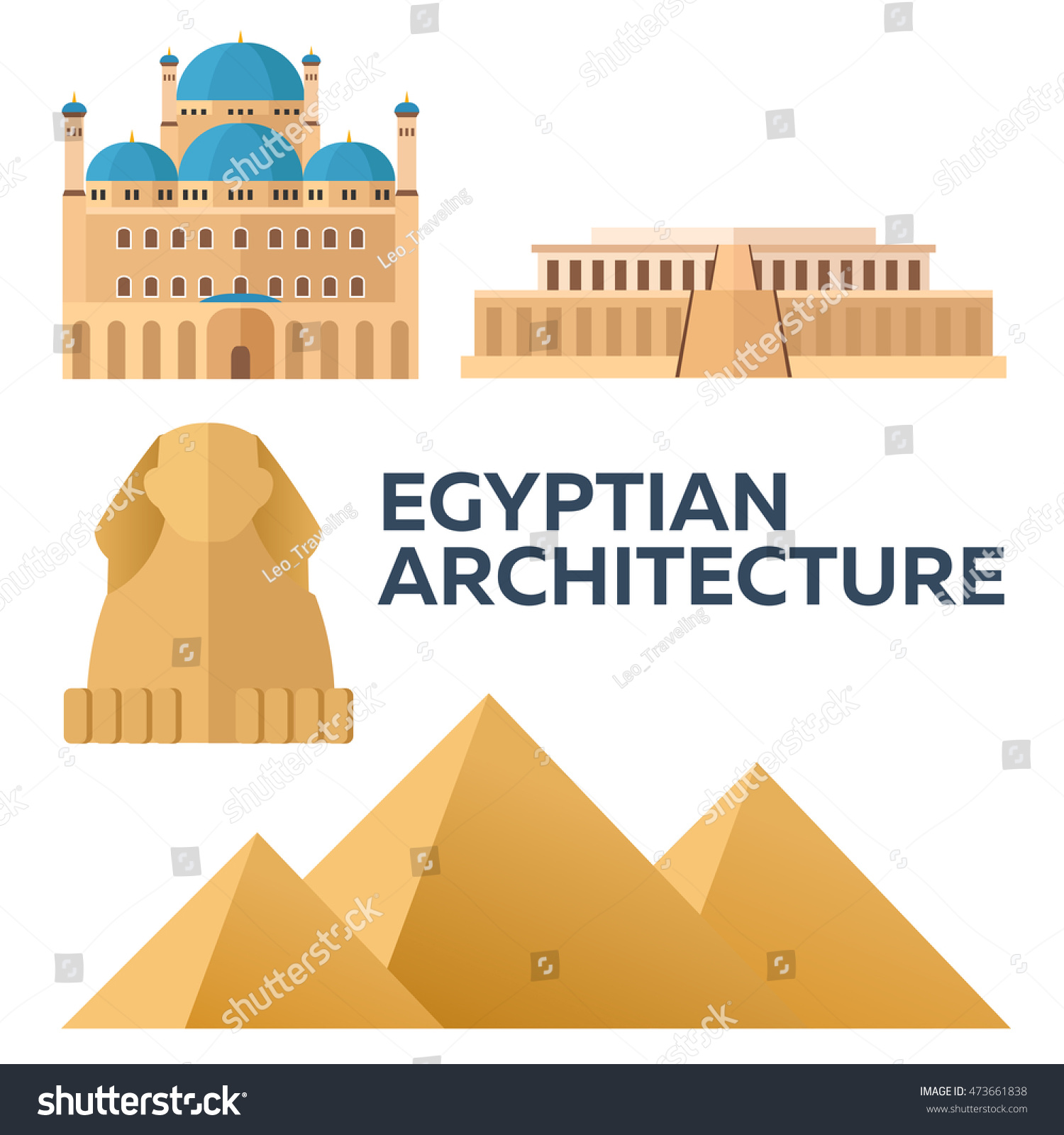 Egyptian Architecture Modern Flat Design Stock Vector (Royalty Free ...