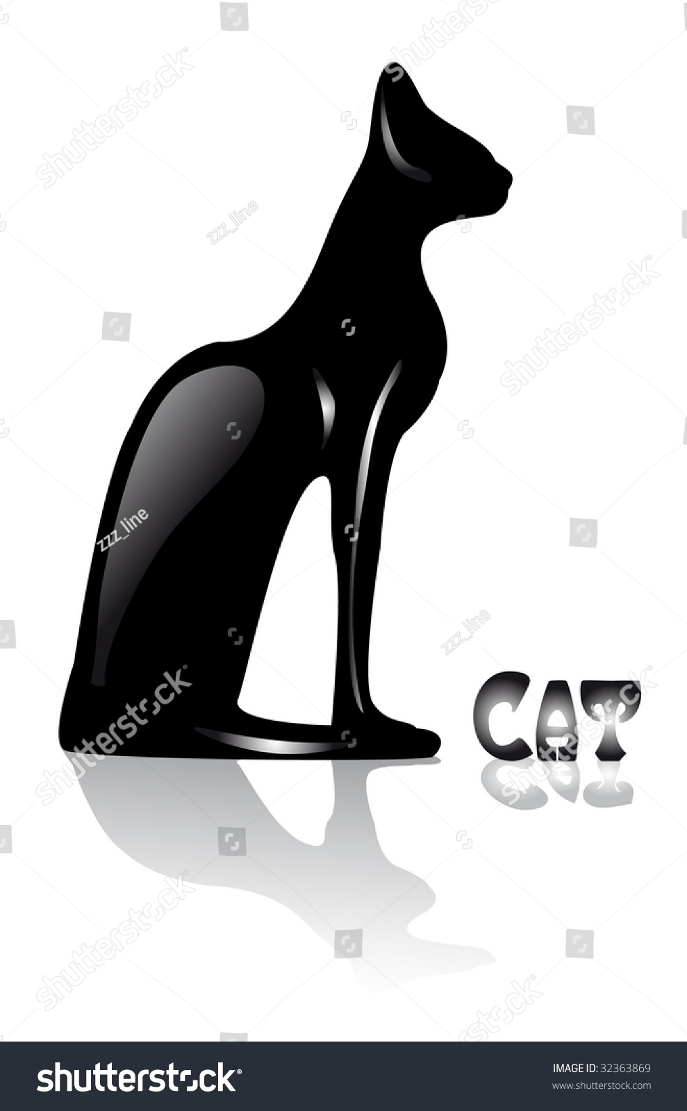Egyptian Cat Statue Profile Vector Illustration: เวกเตอร์สต็อก (ปลอดค่า ...