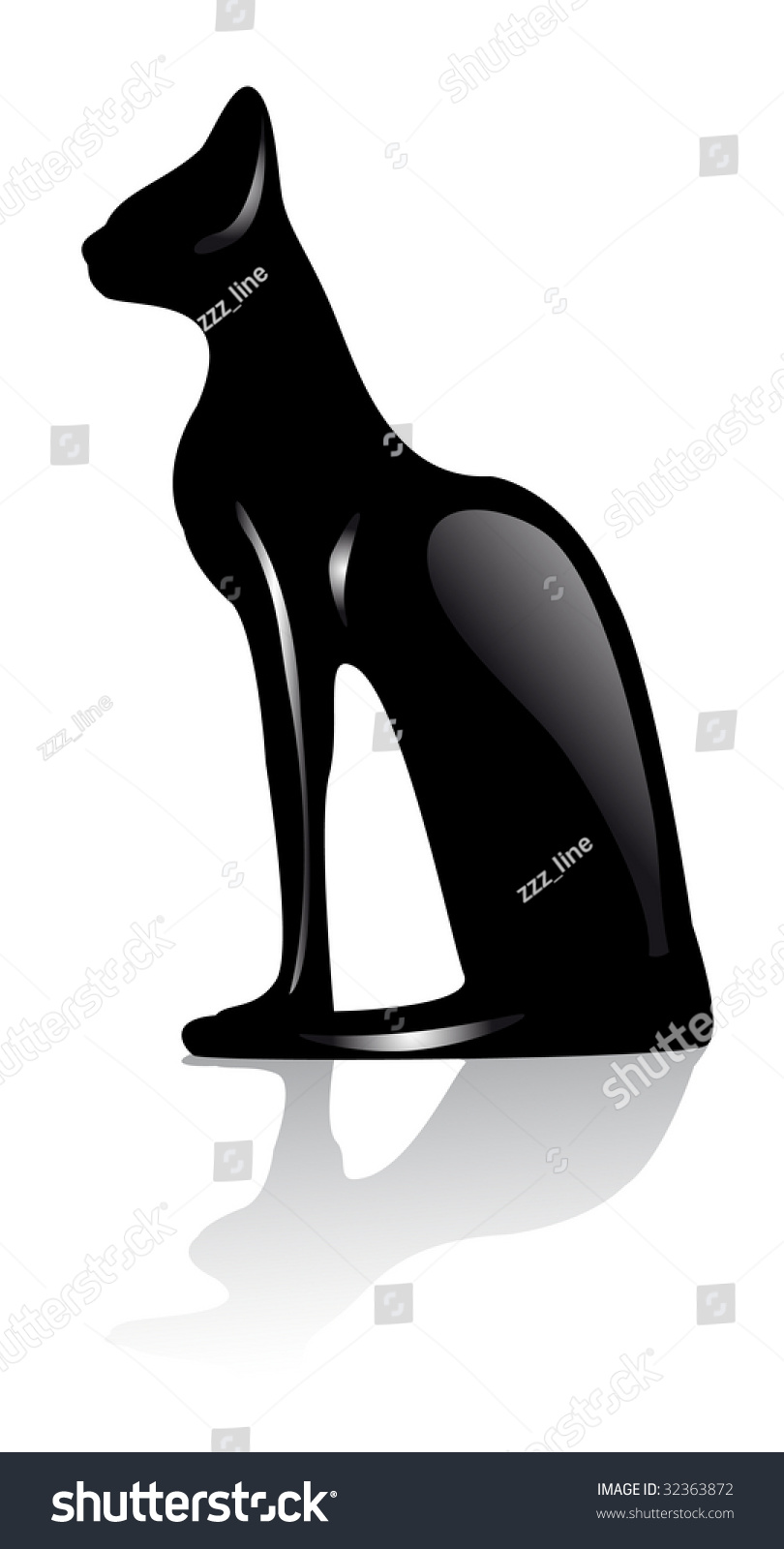 Egyptian Cat Statue Profile Vector Illustration Stock Vector (Royalty ...
