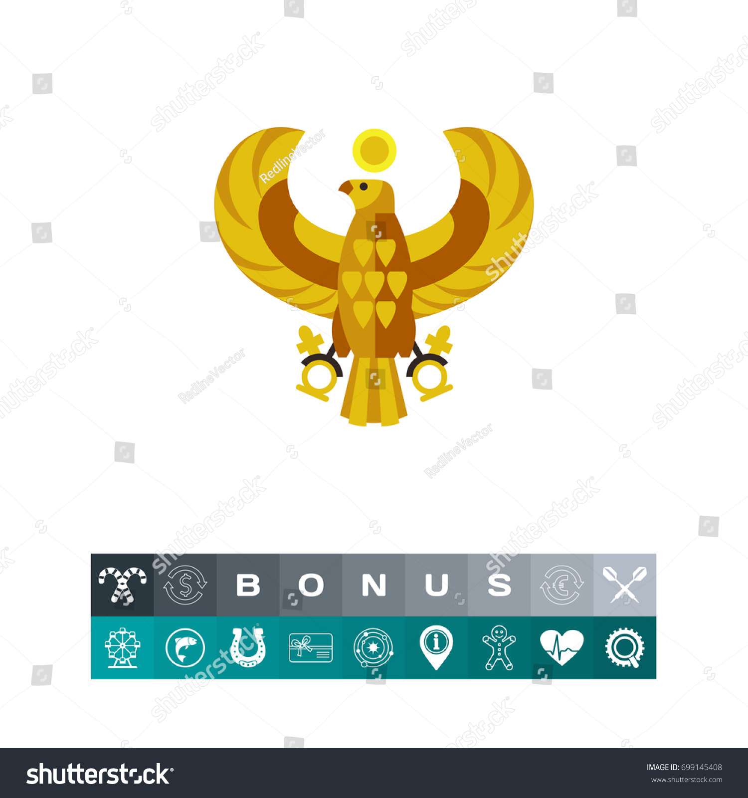 Egyptian Horus Falcon Vector Icon Stock Vector (Royalty Free) 699145408