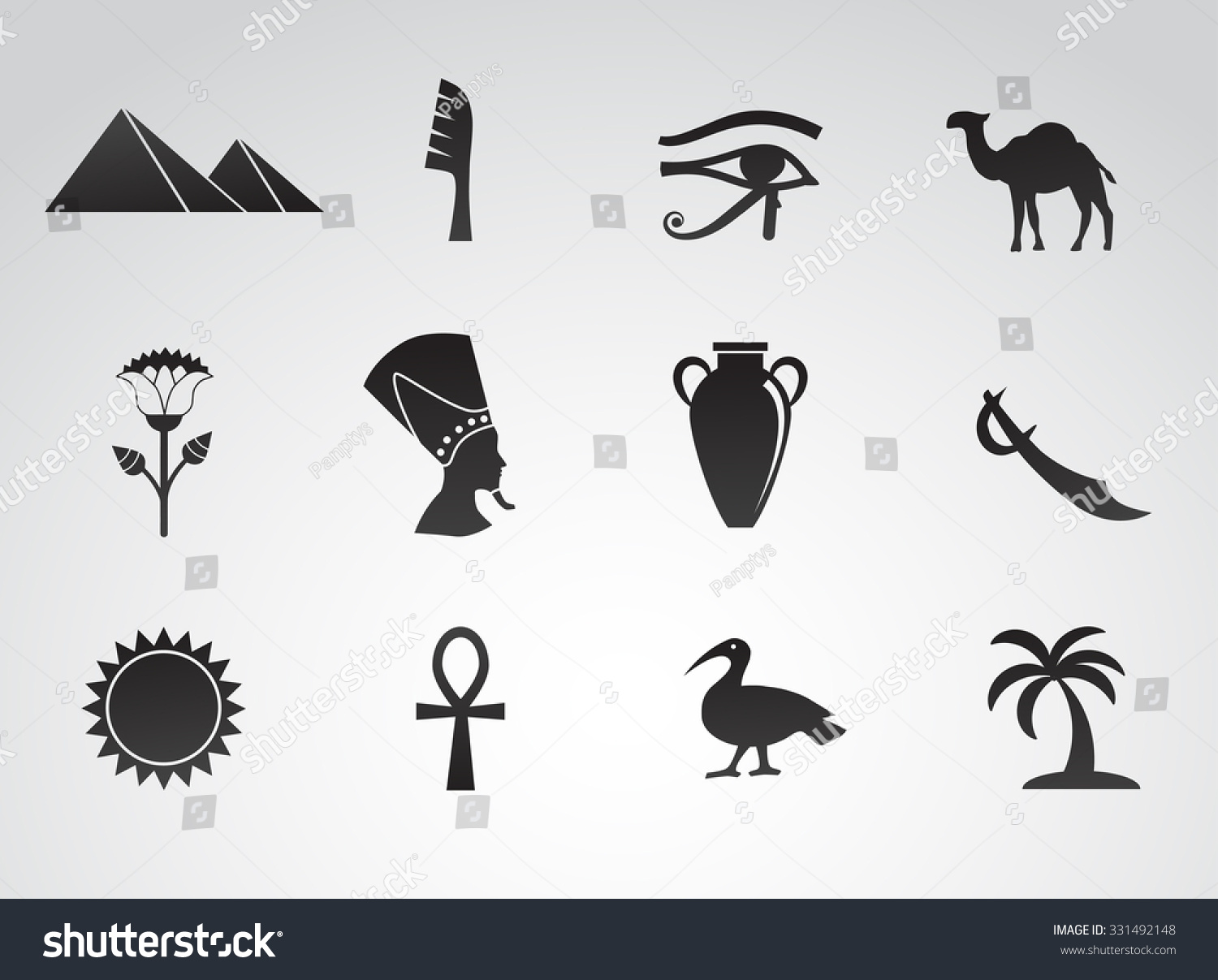 Vektor Stok Egyptian Icon Set Vector Art (Tanpa Royalti) 331492148 ...