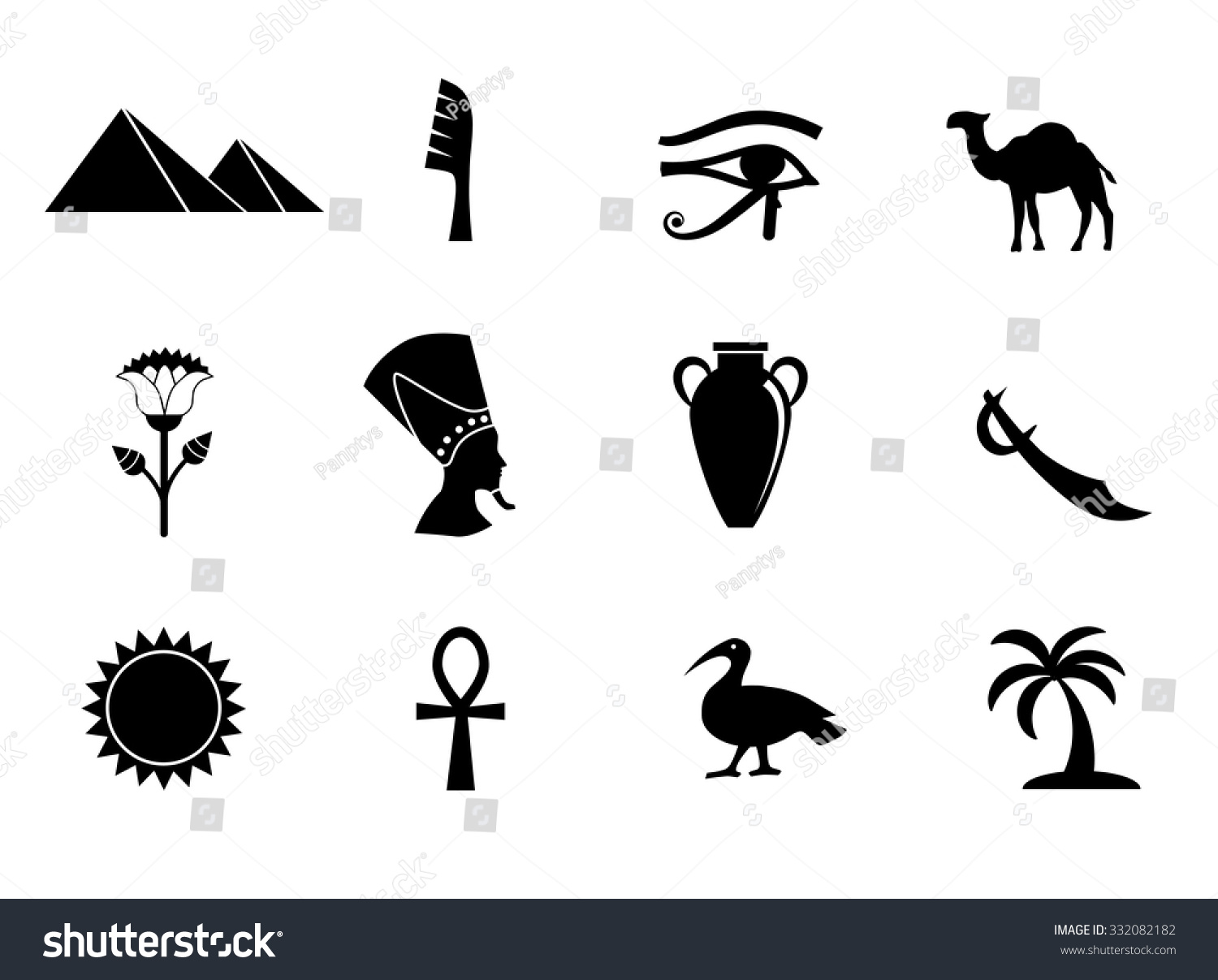 Egyptian Icon Set Vector Art Stock Vector (Royalty Free) 332082182 ...