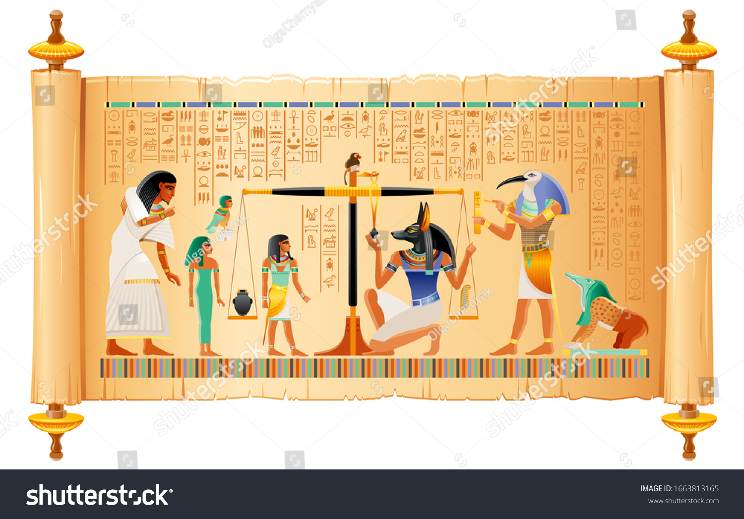 Egyptian Papyrus Book Dead Weighing Heart Stock Vector (Royalty Free ... Egyptian Papyrus Book Dead Weighing Heart Stock Vector (Royalty Free ...
