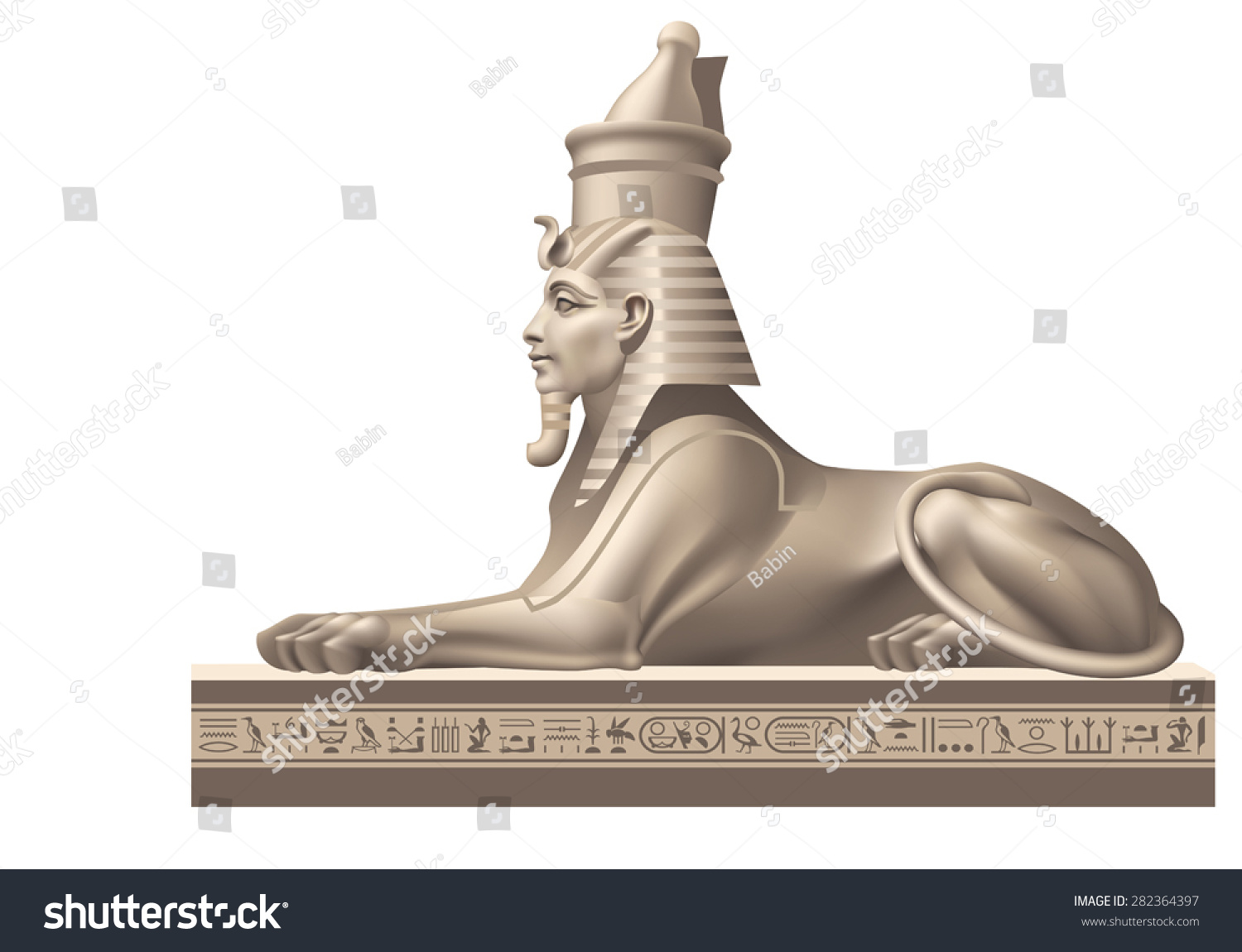 Egyptian Sphinx Side View On White: เวกเตอร์สต็อก (ปลอดค่าลิขสิทธิ์ ...