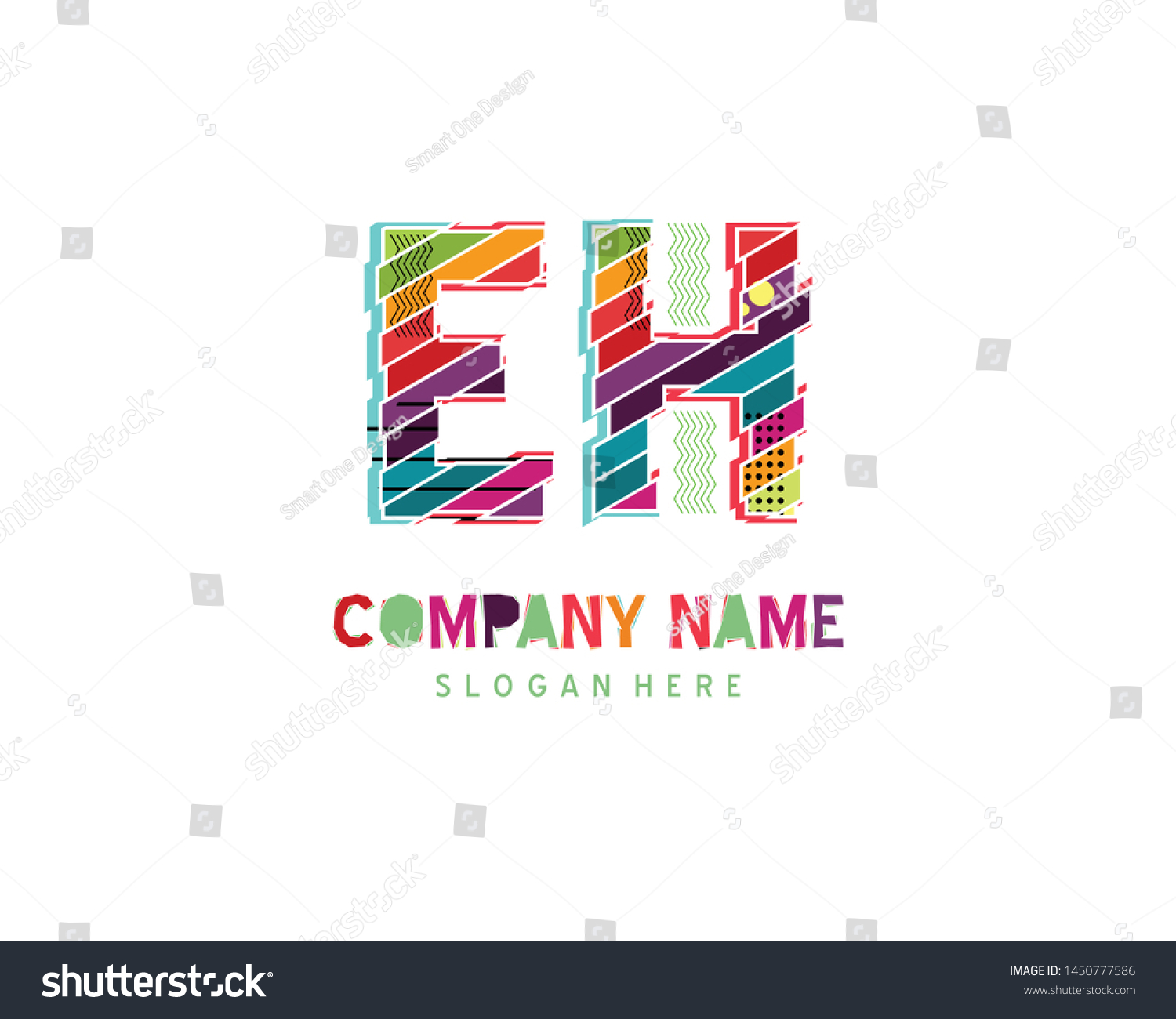 Eh Full Color Initial Logo Vector Stock Vector (Royalty Free) 1450777586