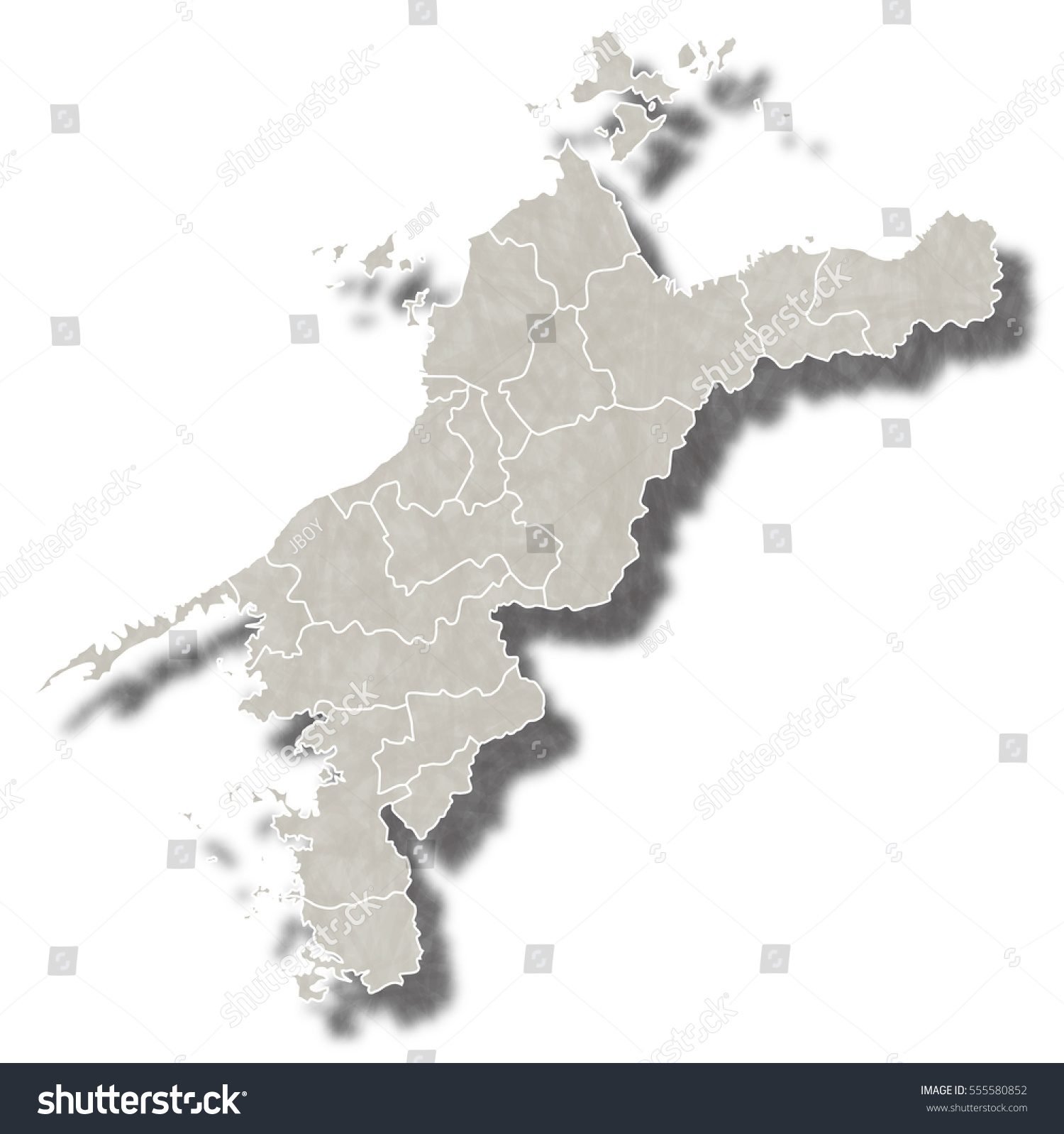 Ehime Japan Map Icon Stock Vector (Royalty Free) 555580852