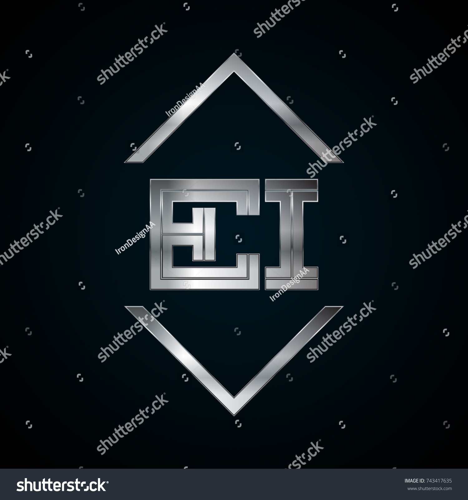 Ei Monogram Metal Logo Silver Logo Stock Vector (Royalty Free ...