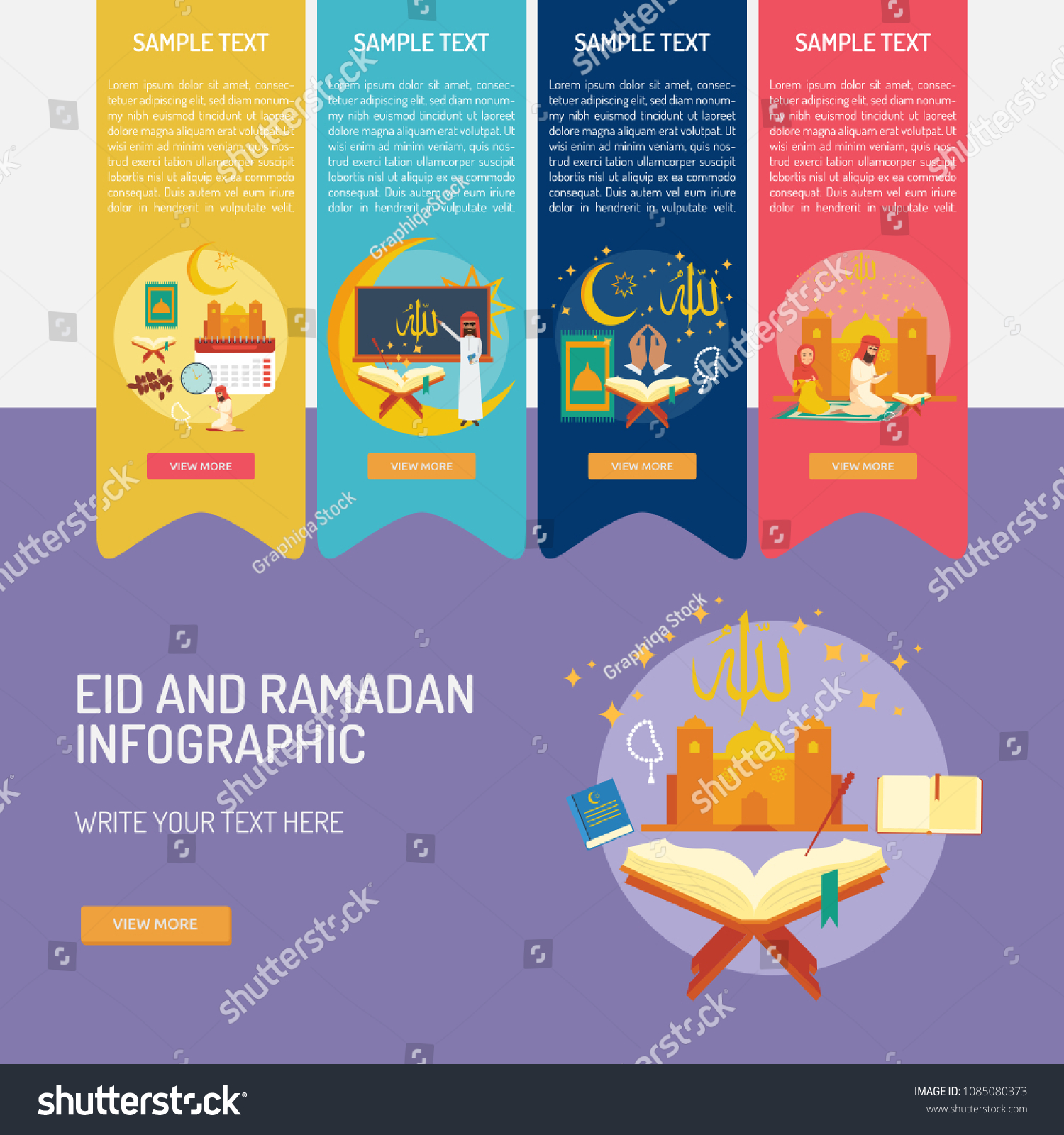 Eid Ramadan Infographic Stock Vector (Royalty Free) 1085080373