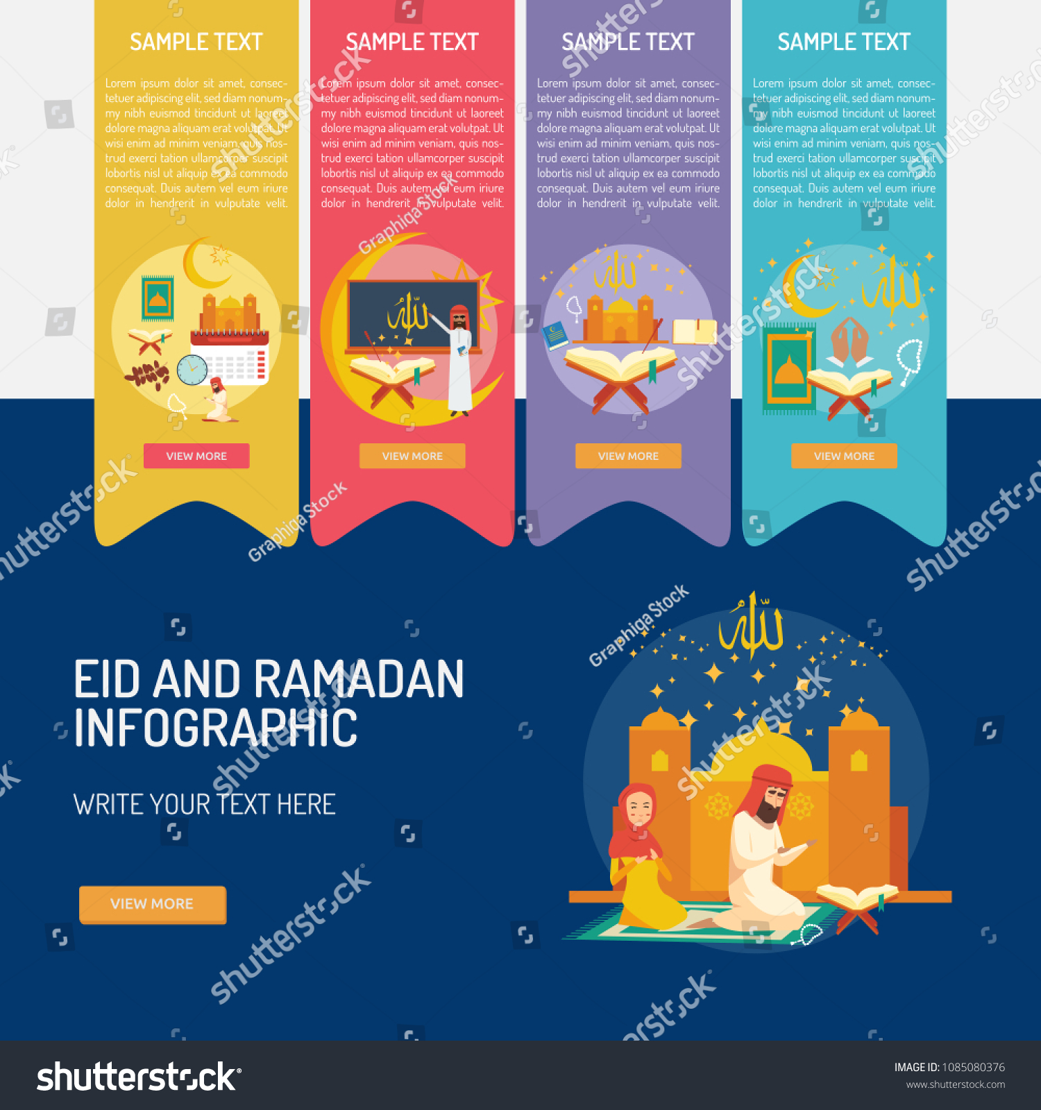 Eid Ramadan Infographic Stock Vector (Royalty Free) 1085080376 ...