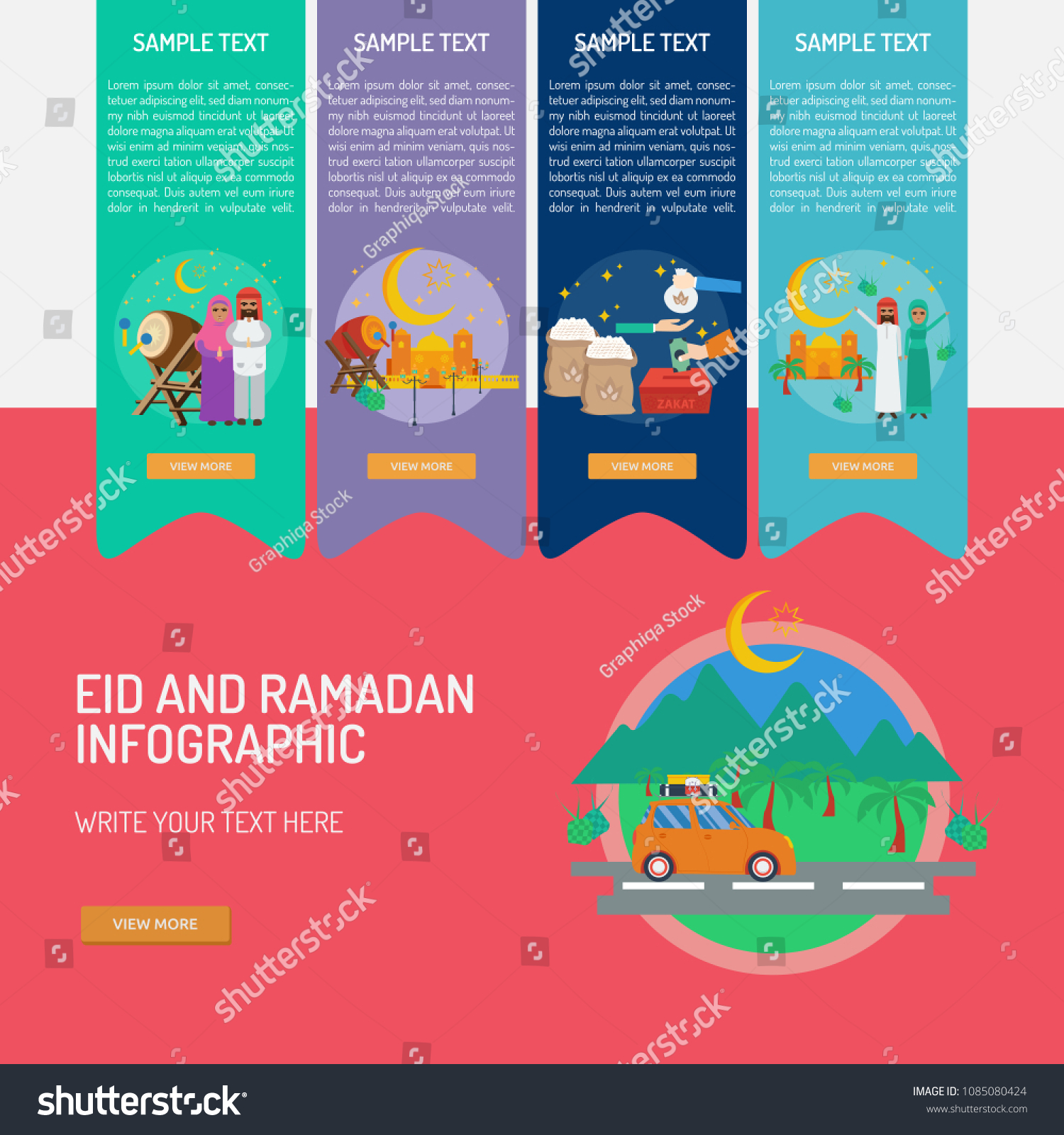 Eid Ramadan Infographic Stock Vector (Royalty Free) 1085080424