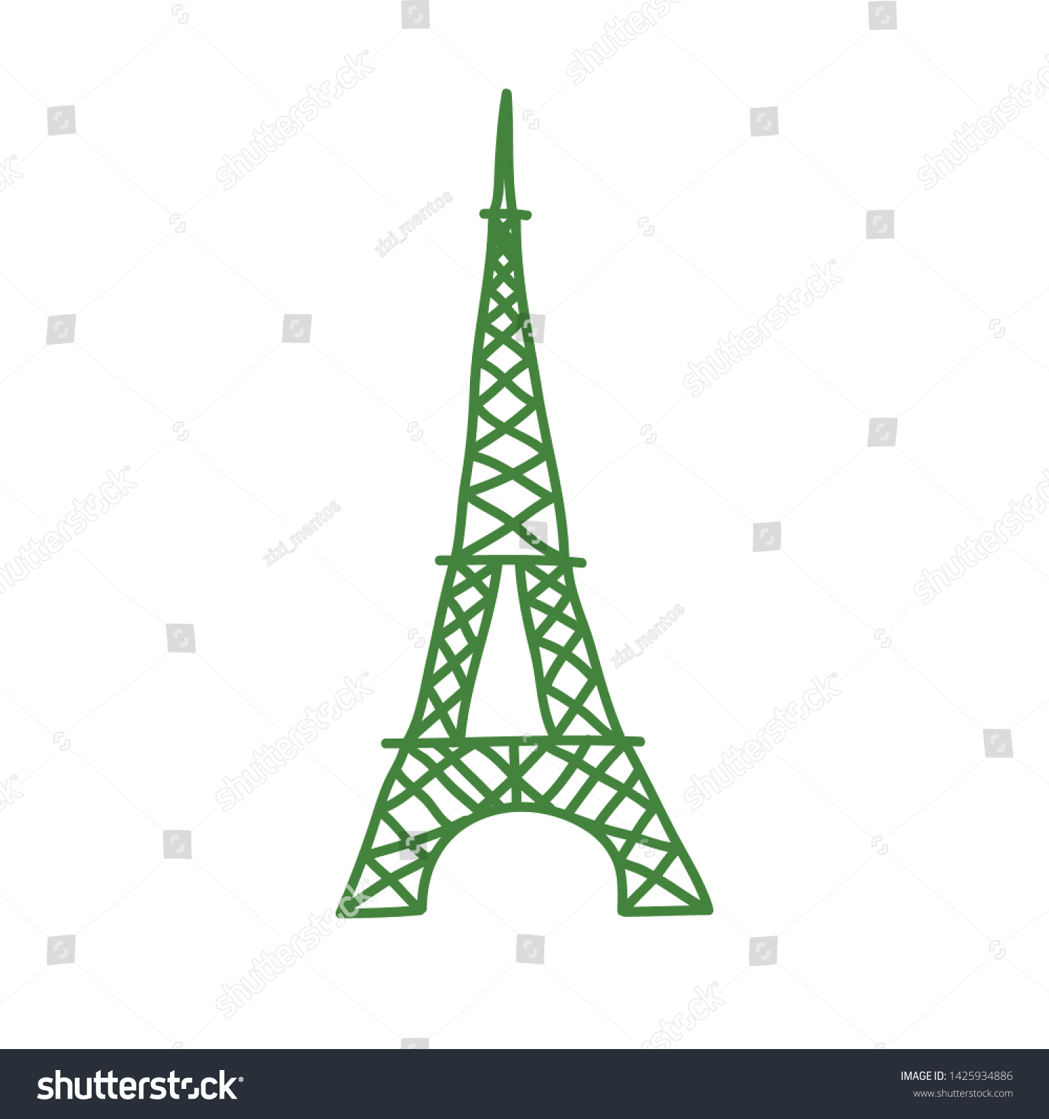 Eiffel Tower Doodle Icon Vector Illustration Stock Vector (Royalty Free ...