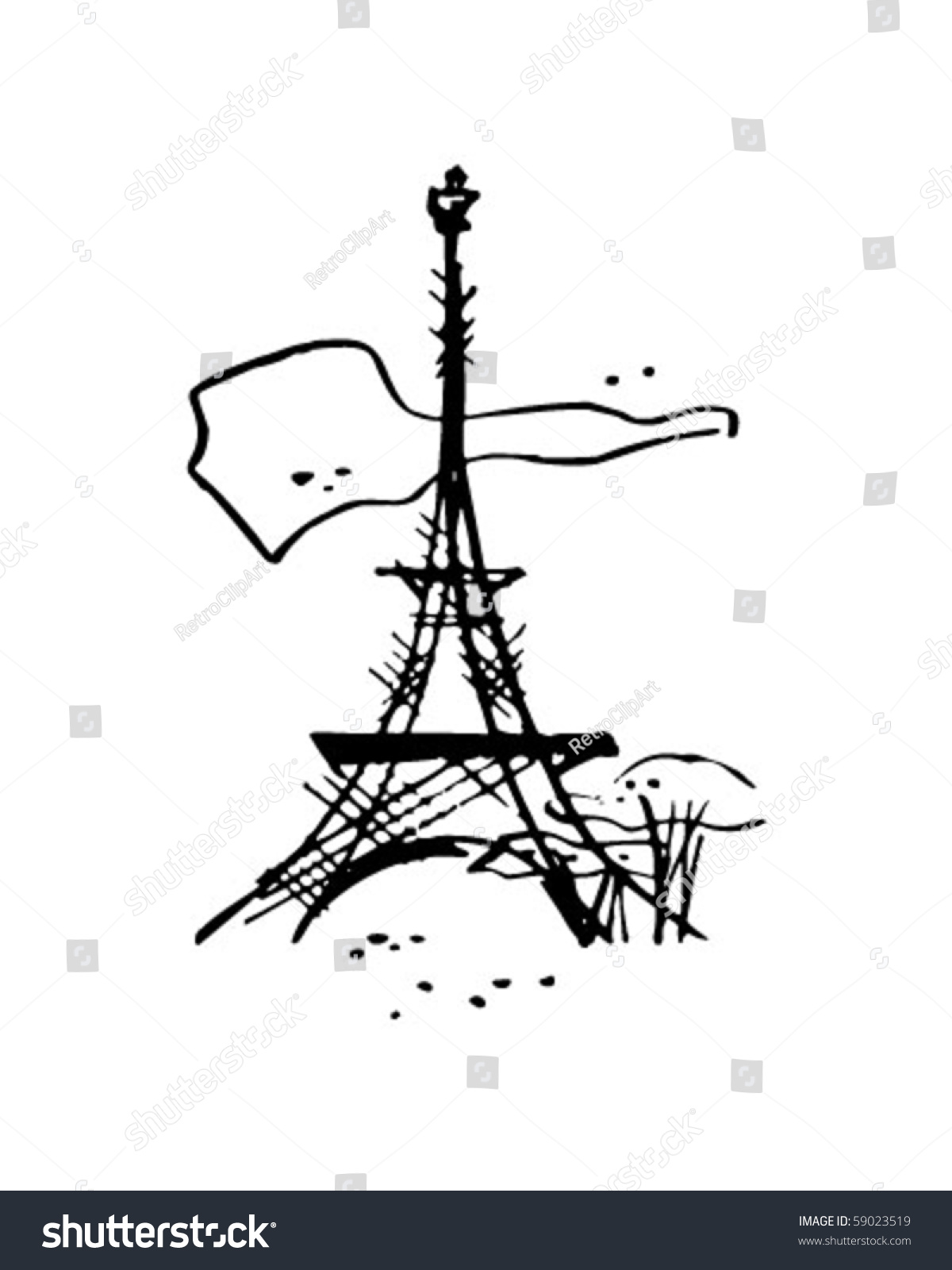 Eiffel Tower Retro Clip Art Stock Vector (Royalty Free) 59023519 ...