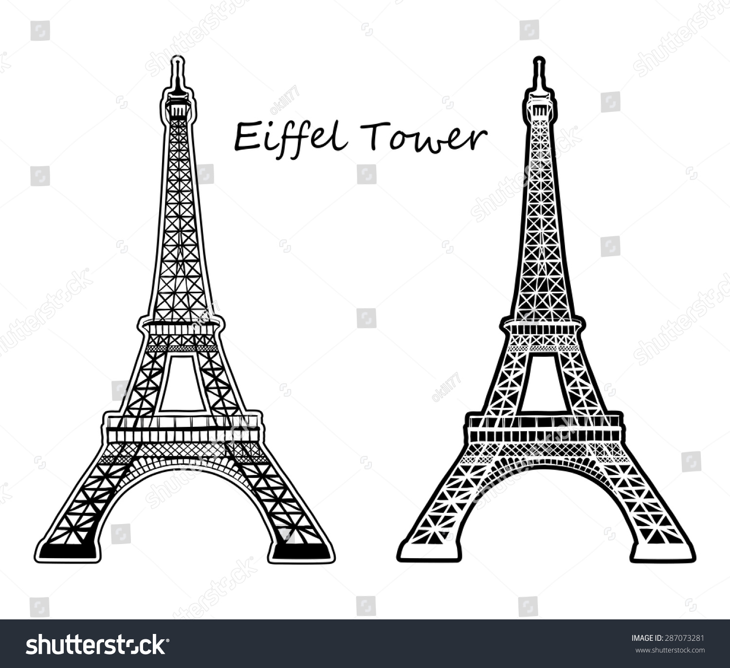 Eiffel Tower Silhouette Outline Vector 库存矢量图（免版税）287073281 | Shutterstock