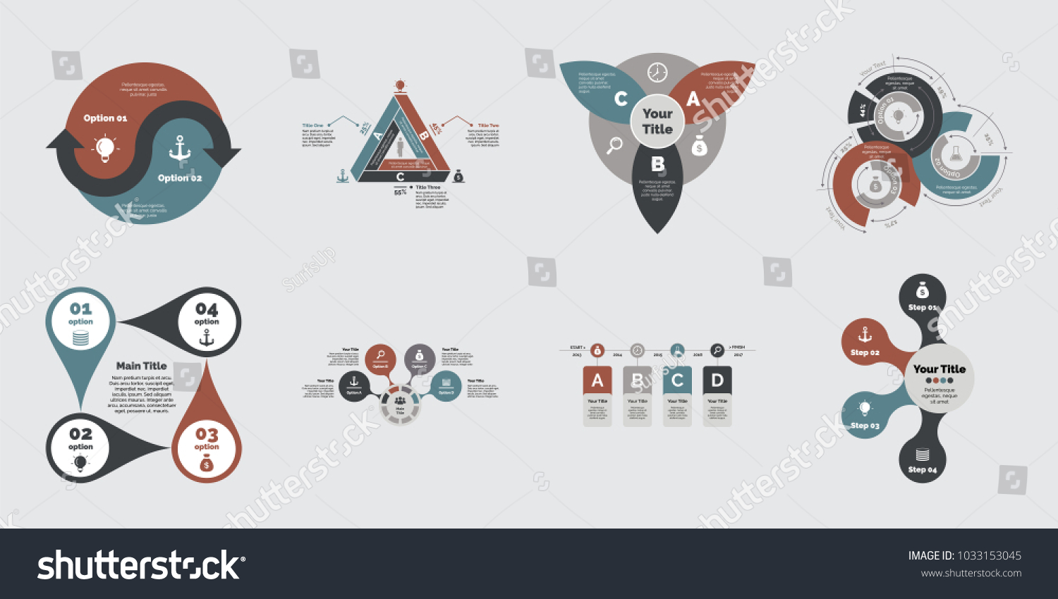 Eight Statistics Diagrams Templates Set Stock Vector (Royalty Free ...