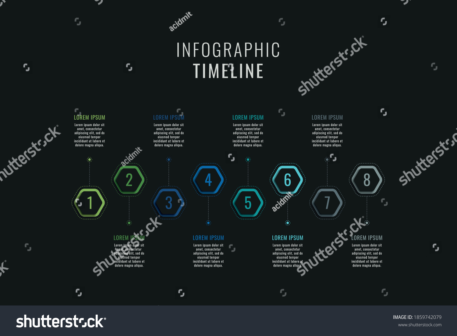Eight Steps Horizontal Timeline Template Infographic Stock Vector ...