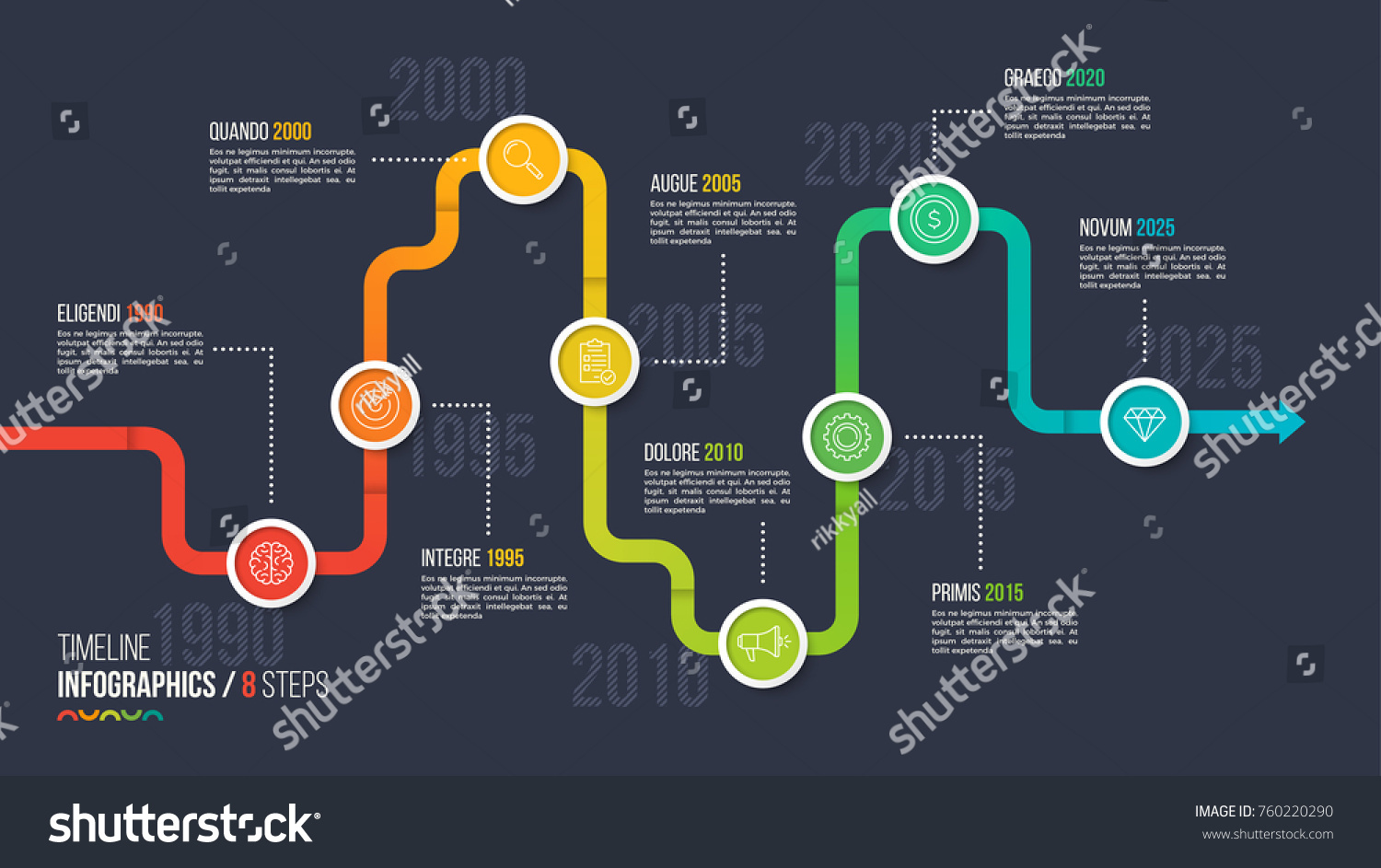 Eight Steps Timeline Milestone Infographic Chart Stock Vector (Royalty ...