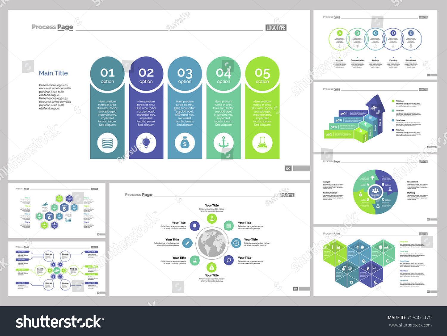 Eight Teamwork Slide Templates Set Stock Vector (Royalty Free) 706400470