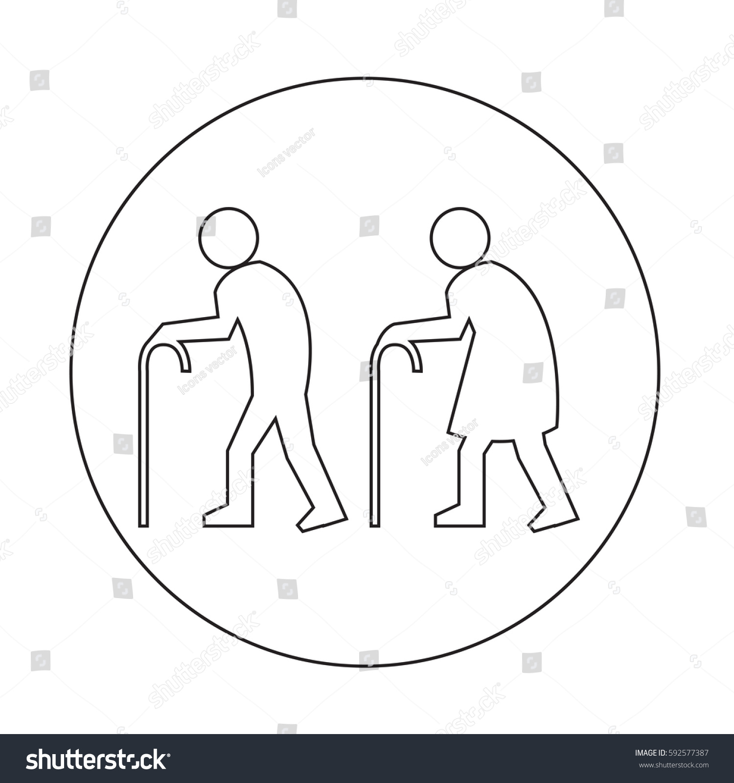 Elder People Icon Stock Vector (Royalty Free) 592577387