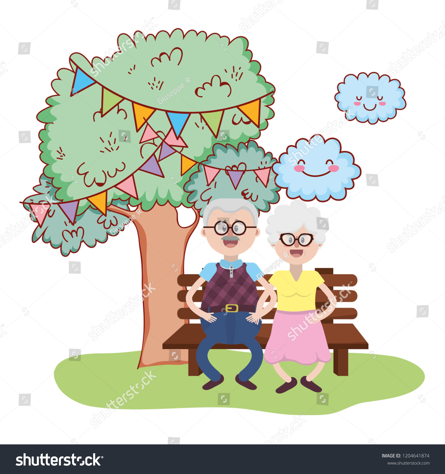 Elderly Couple Cartoon Stock Vector (Royalty Free) 1204641874 ...