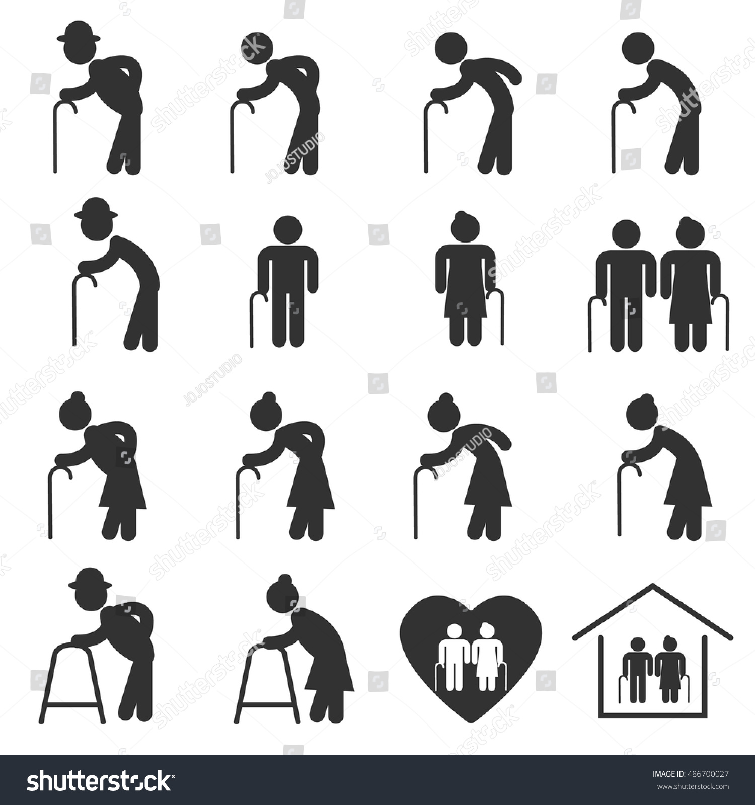 Elderly Icon Symbol Vector Illustration: เวกเตอร์สต็อก (ปลอดค่า ...