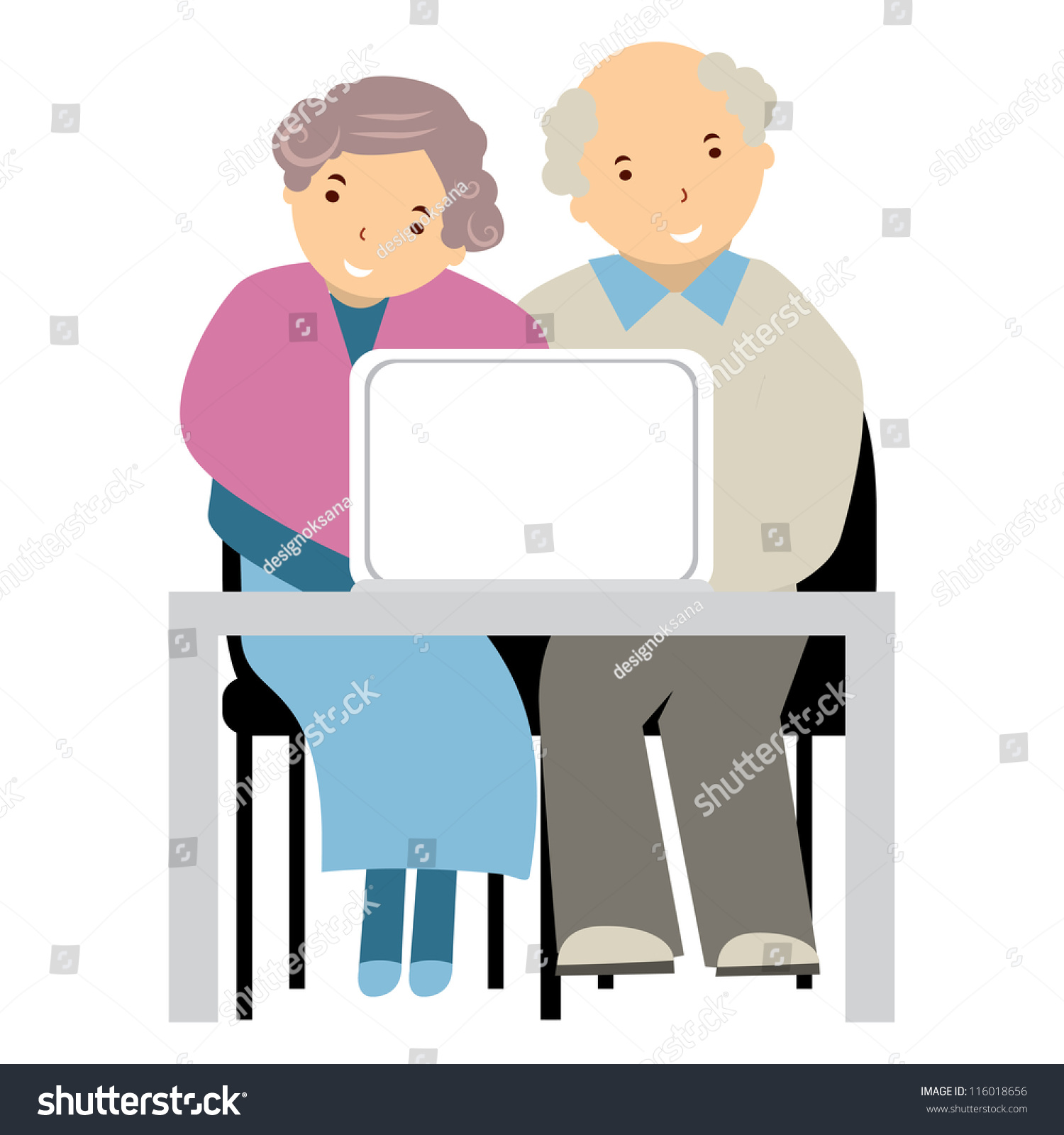 Elderly People Computer Stock Vector (Royalty Free) 116018656