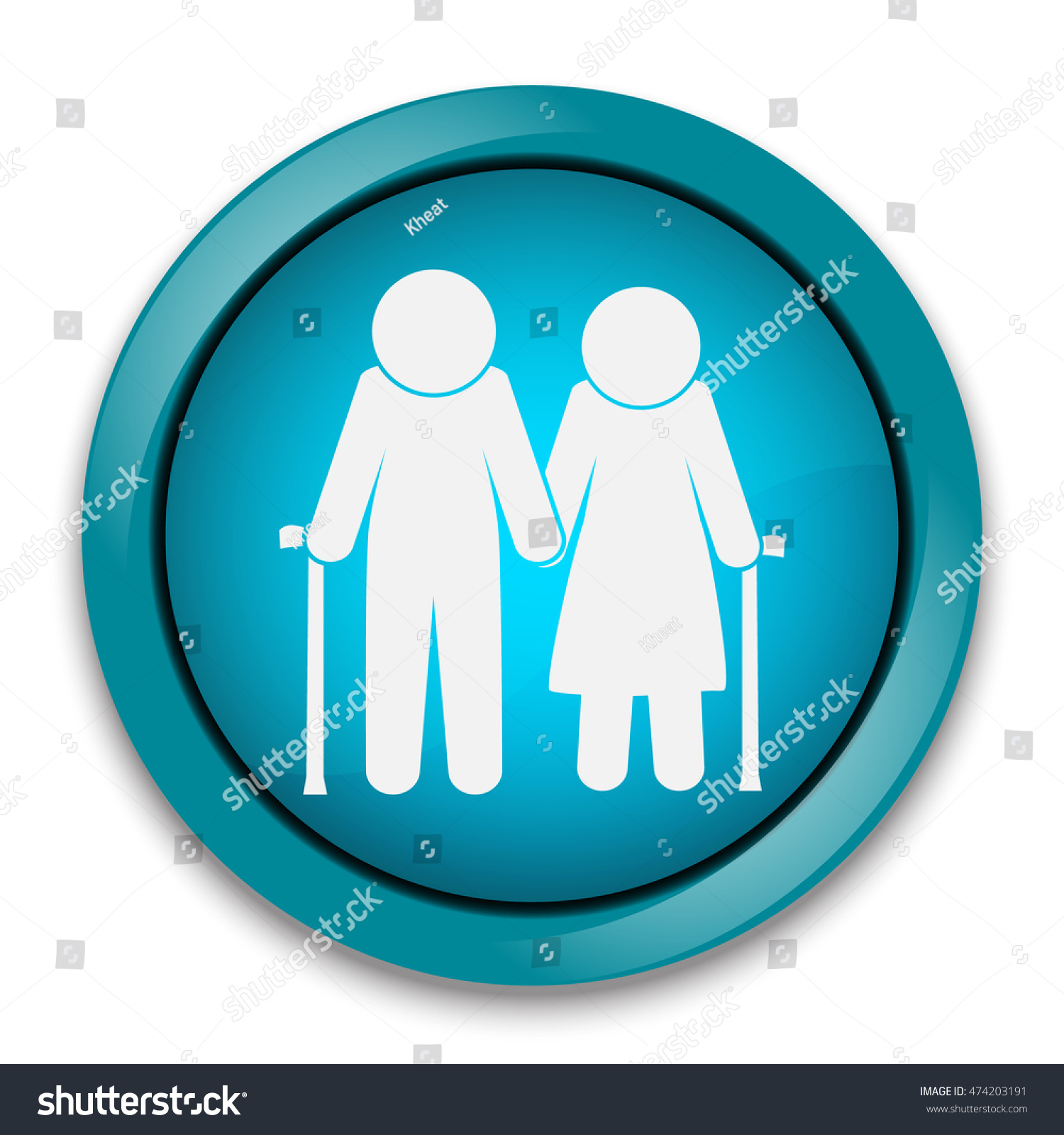 Elderly Symbol Old People Icon Button Stock Vector (Royalty Free ...