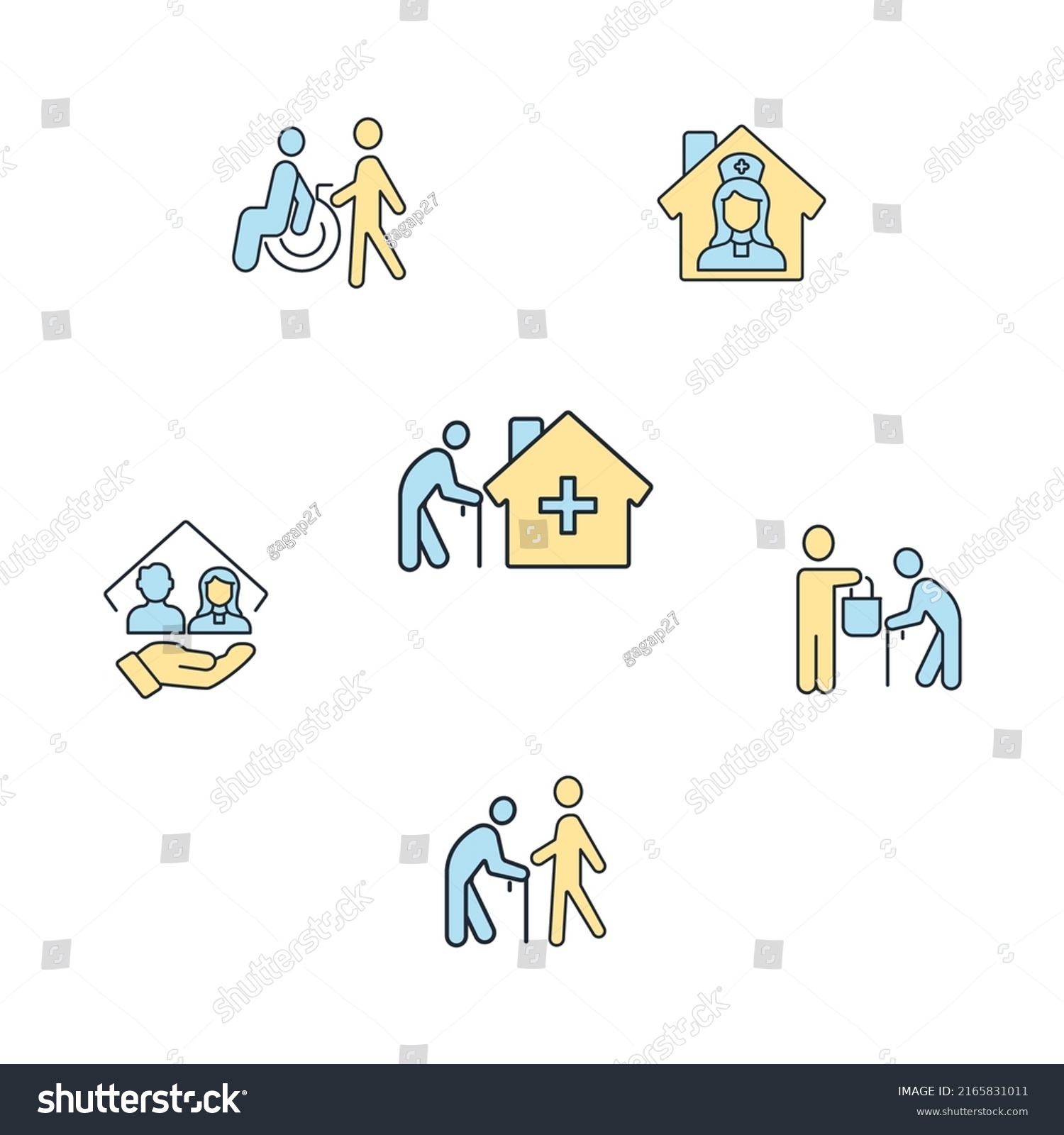 Eldery Care Icons Symbol Vector Elements Stock Vector (Royalty Free ...