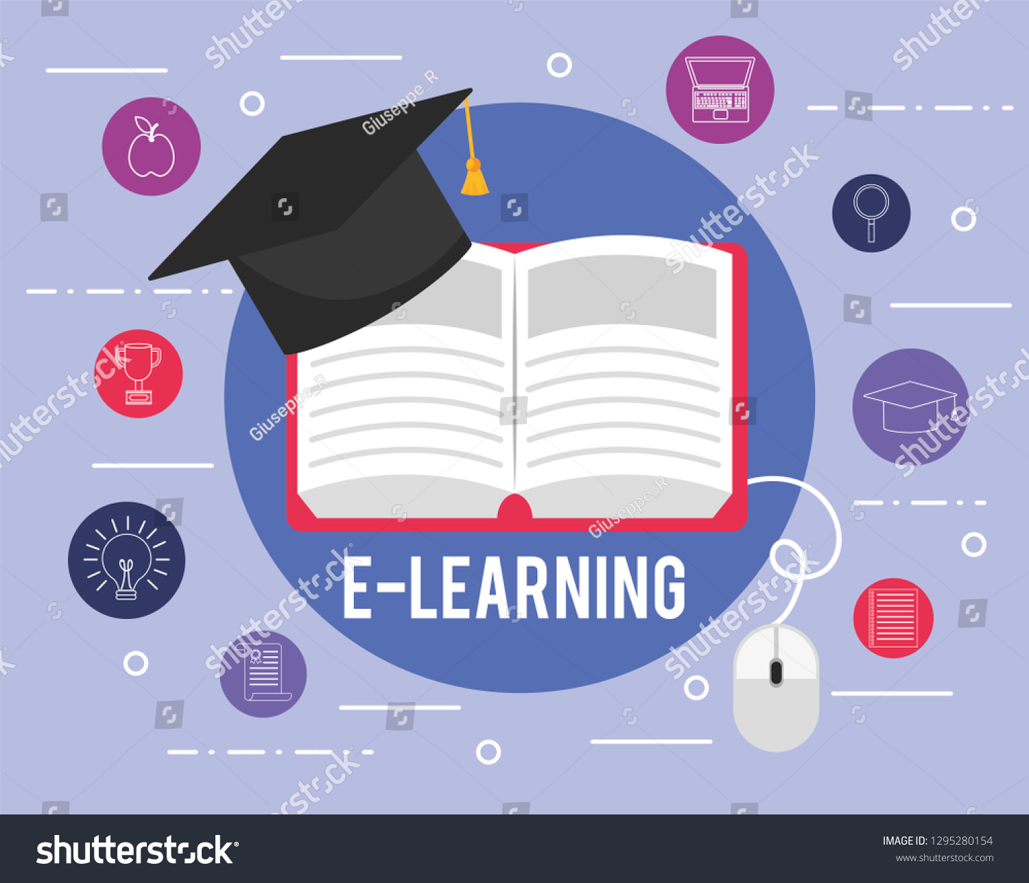 Elearning Education Book Graduation Cap Stock Vector (Royalty Free ...
